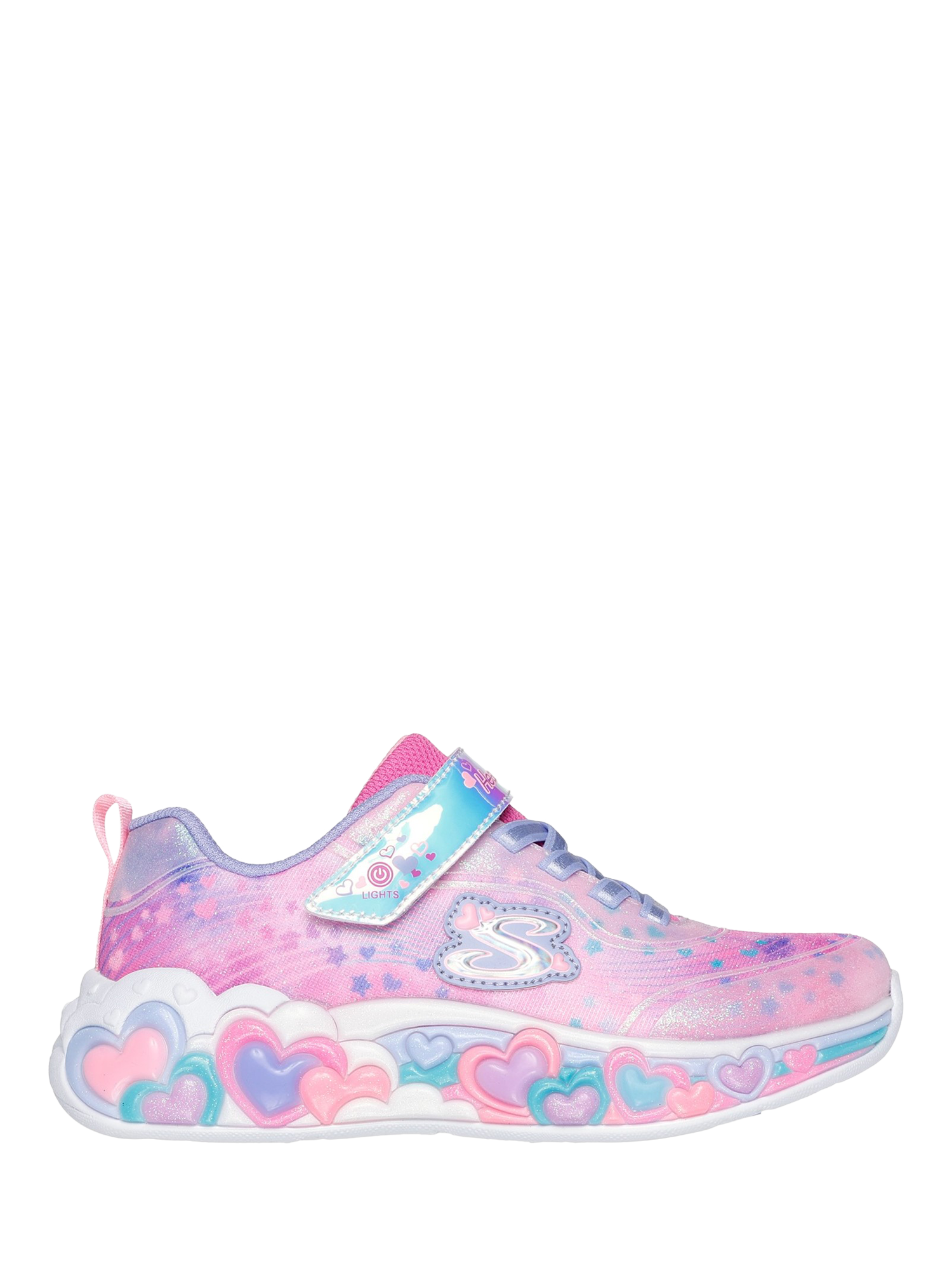 Skechers Kids' Eternal Heart Light Up Trainers, Light Pink/Multi