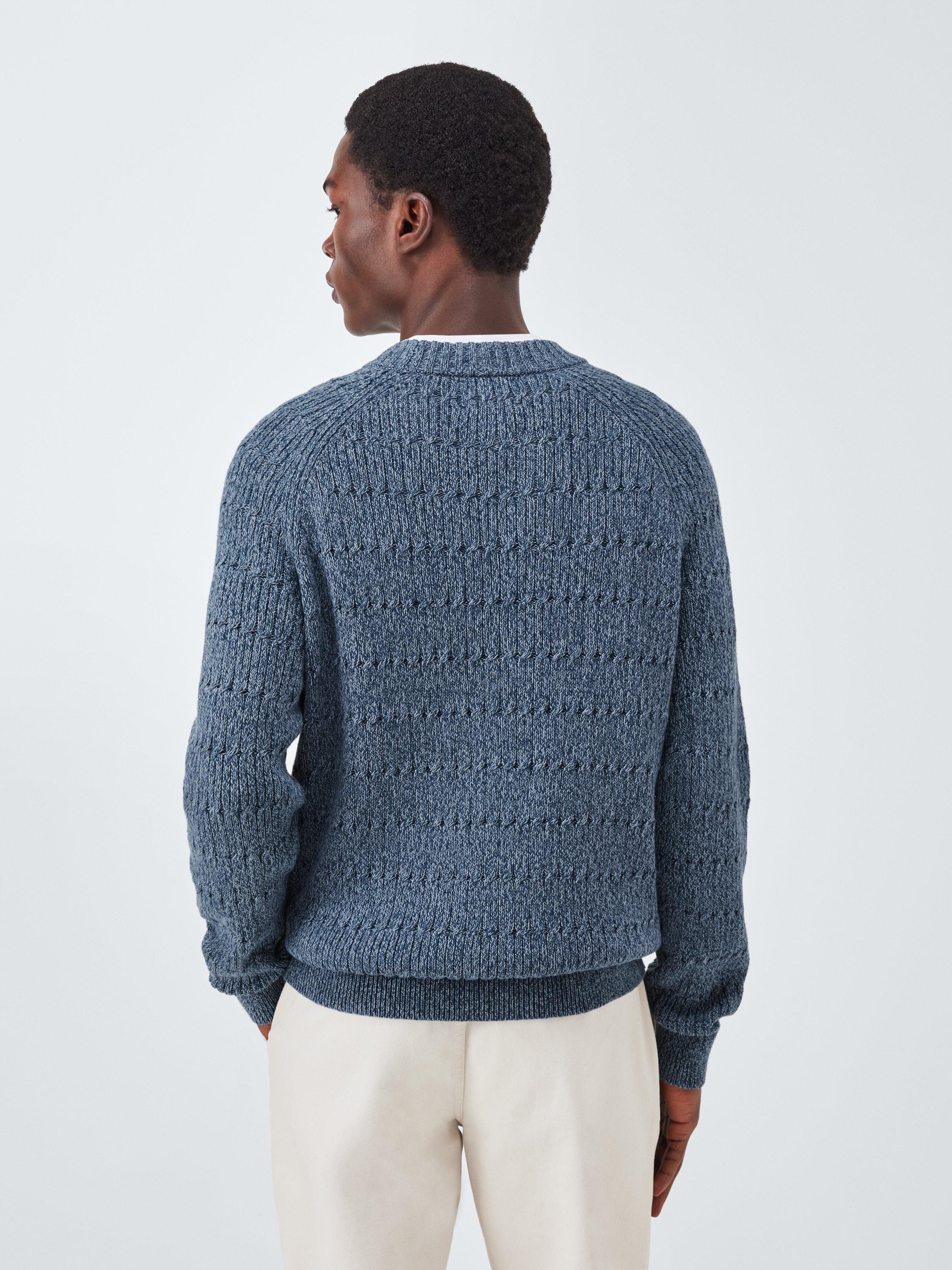 John Lewis Cotton Rib Cable Knit Crew Neck Jumper, Flint Stone