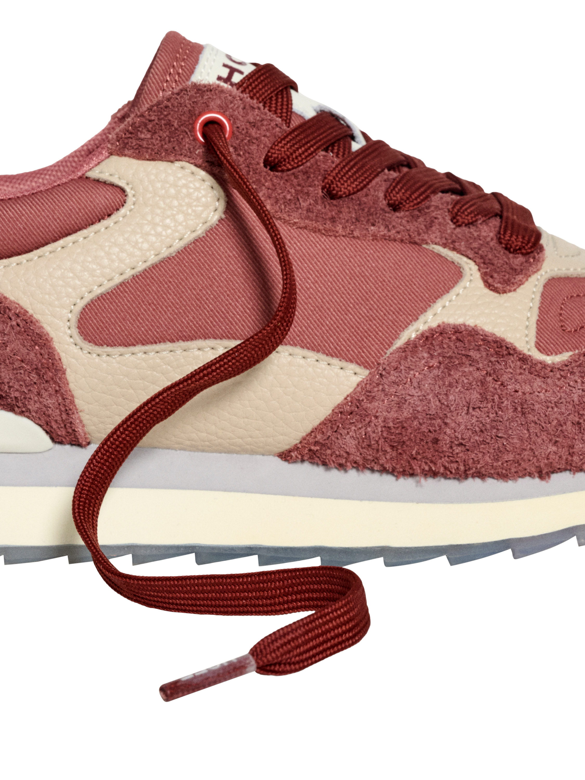 HOFF Casablanca Suede Blend Lace Up Trainers, Red/Off White