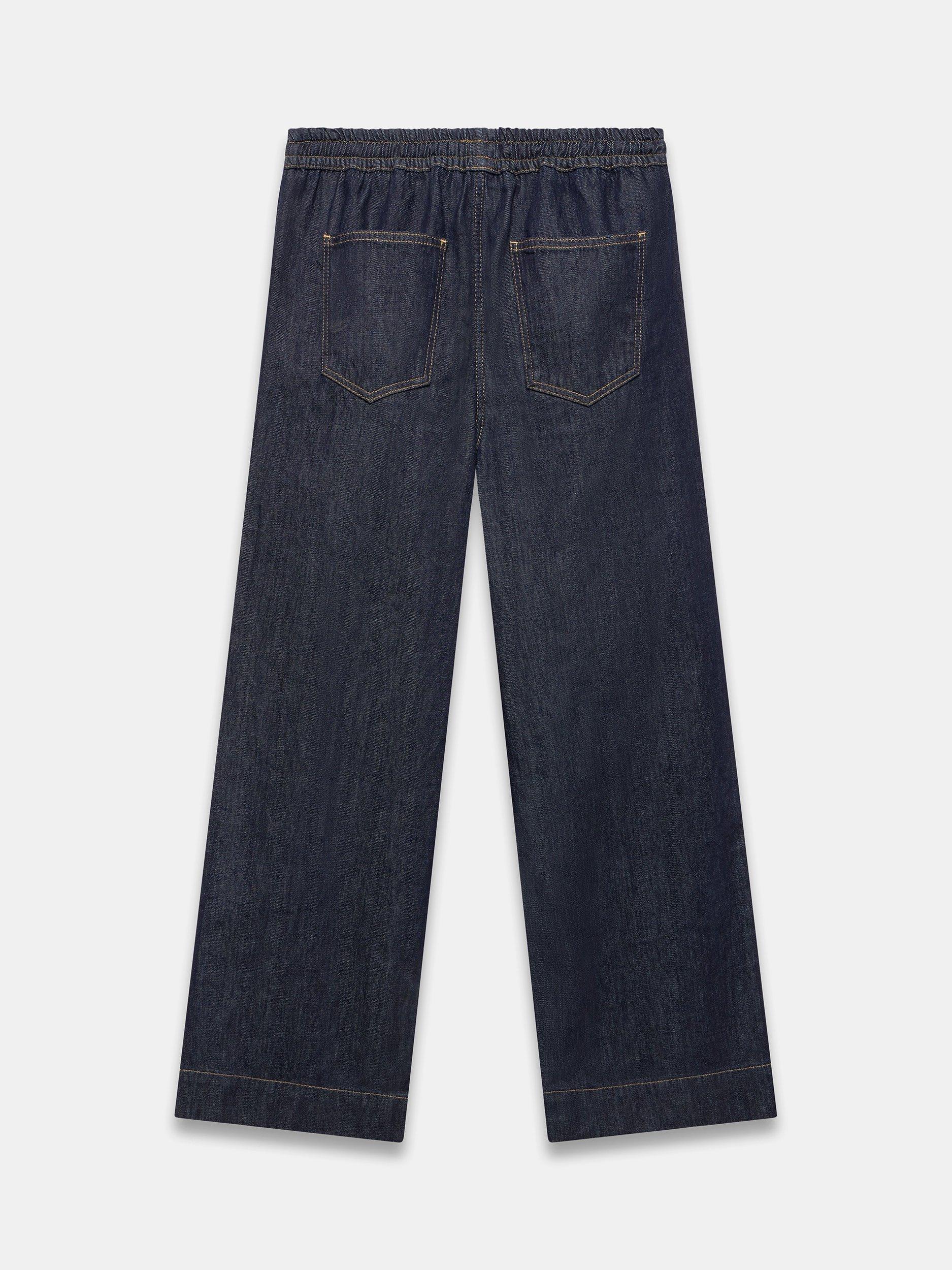 Mint Velvet Tie Waist Wide Leg Jeans, Blue Navy
