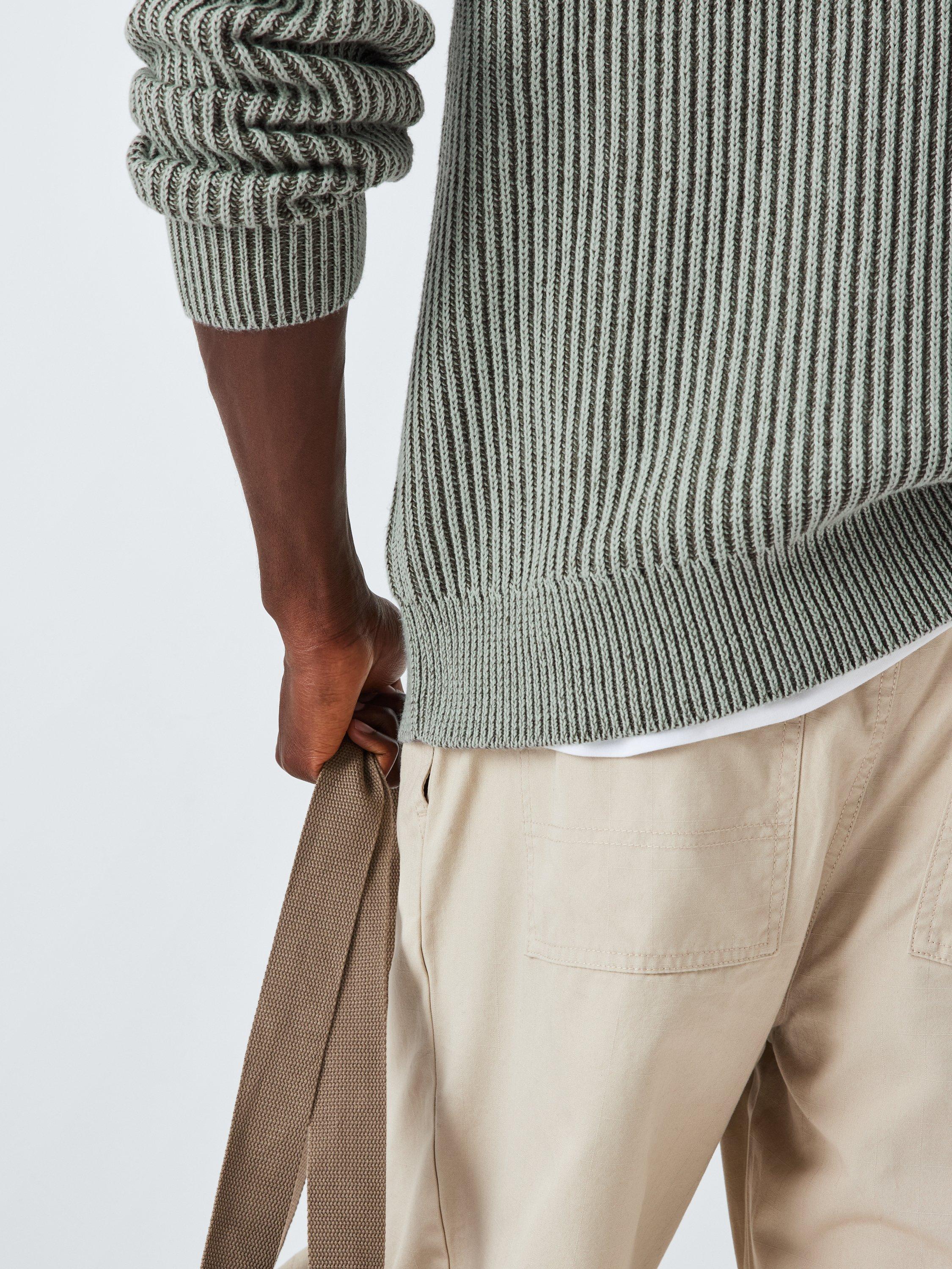 Kin Crew Neck Ribbed Cotton Wool Blend Jumper, Beetle