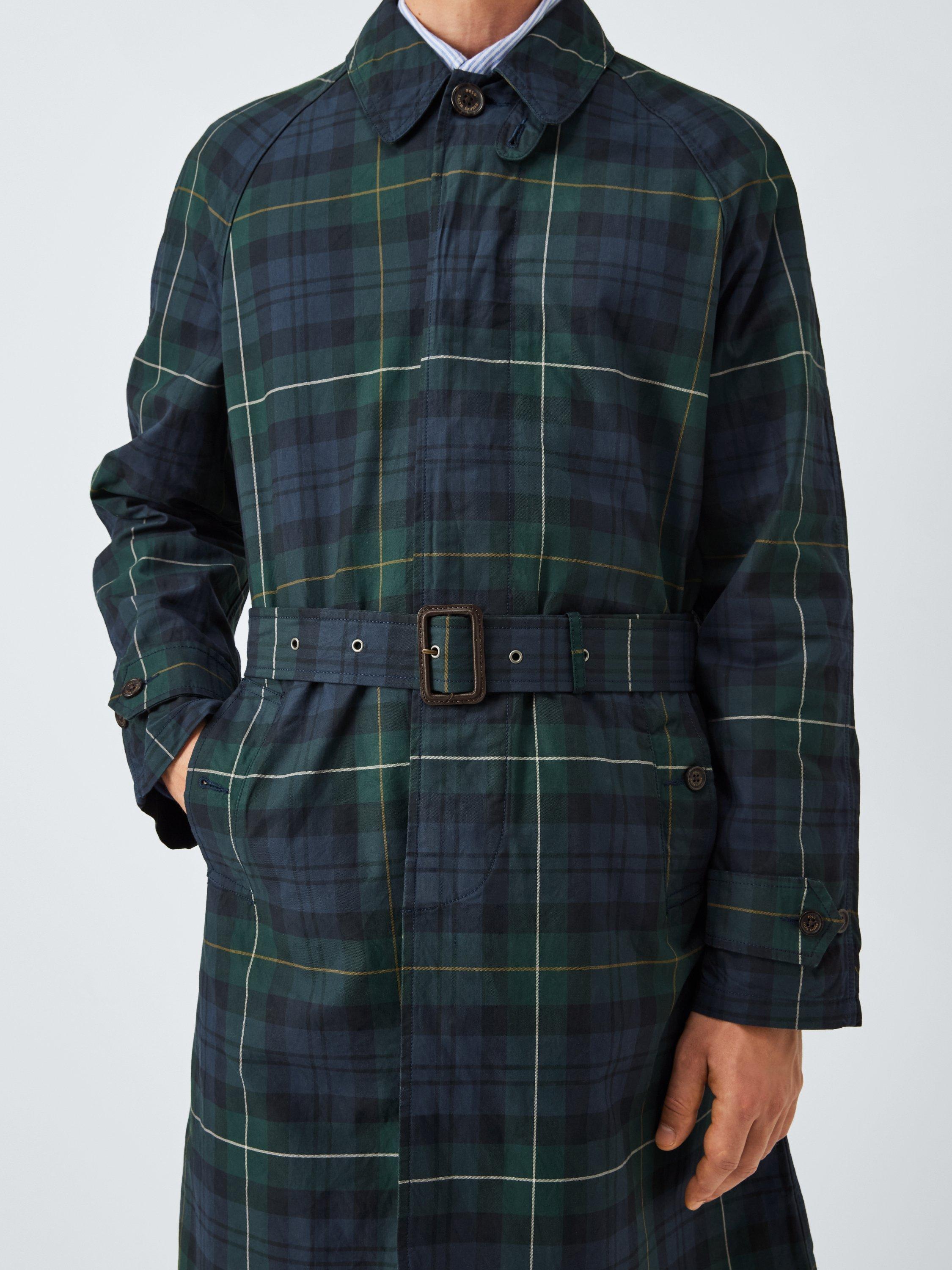 Polo Ralph Lauren Plaid Check Waxed Cotton Balmacaan Coat, Gordon Plaid