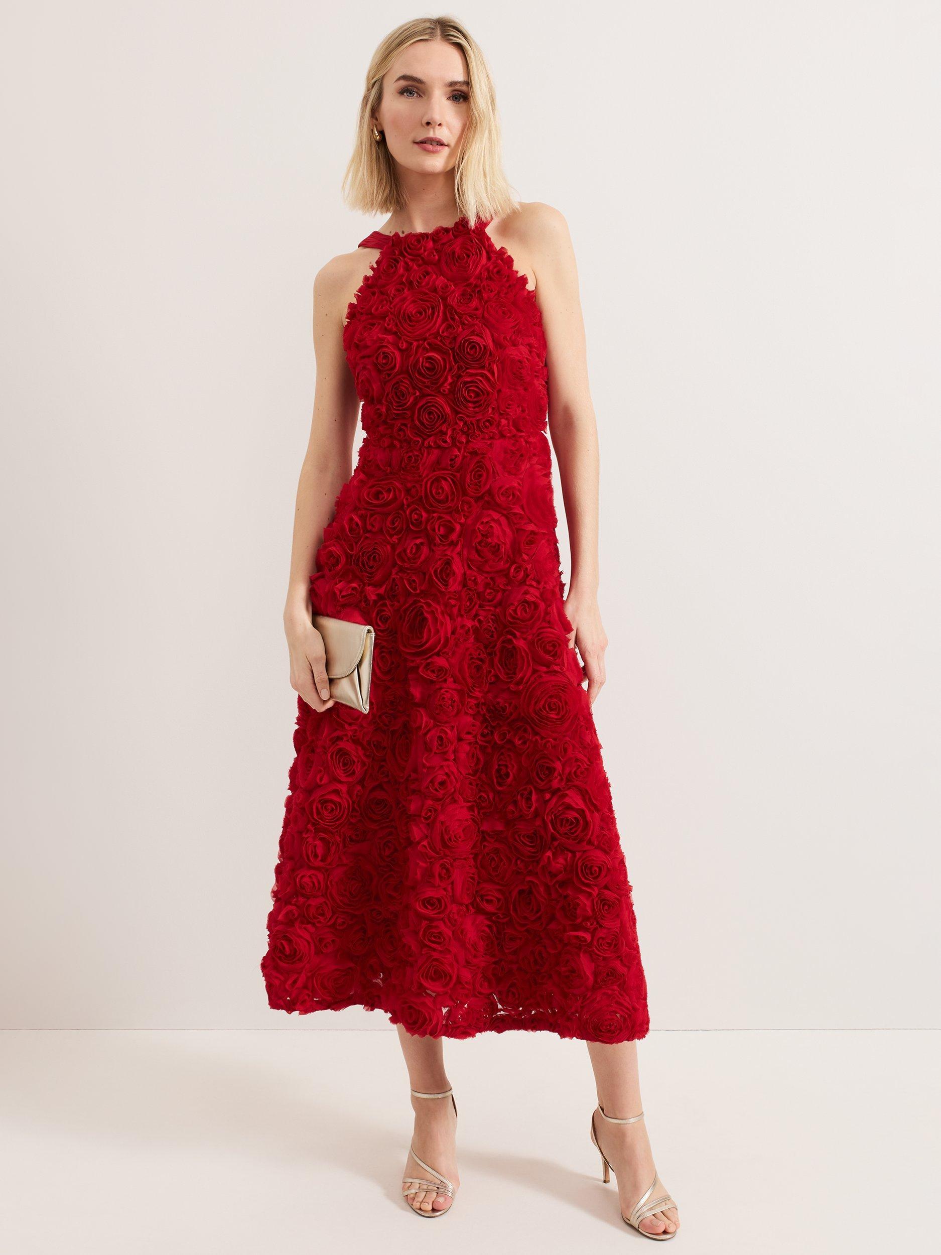 Phase Eight Collection 8 Angeline Rose Textured Dress, Red