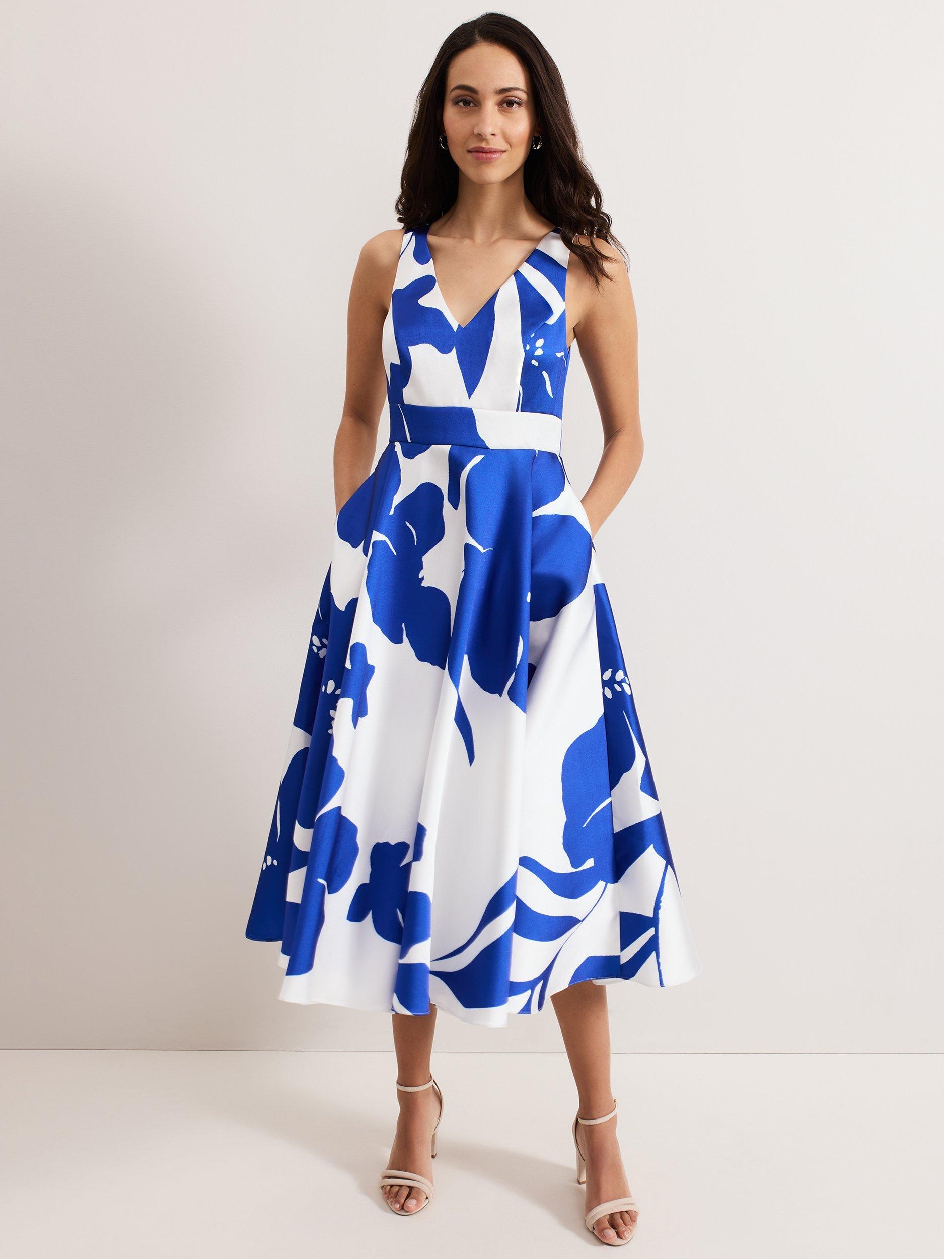 Phase Eight Delicia Floral Dress, Cobalt