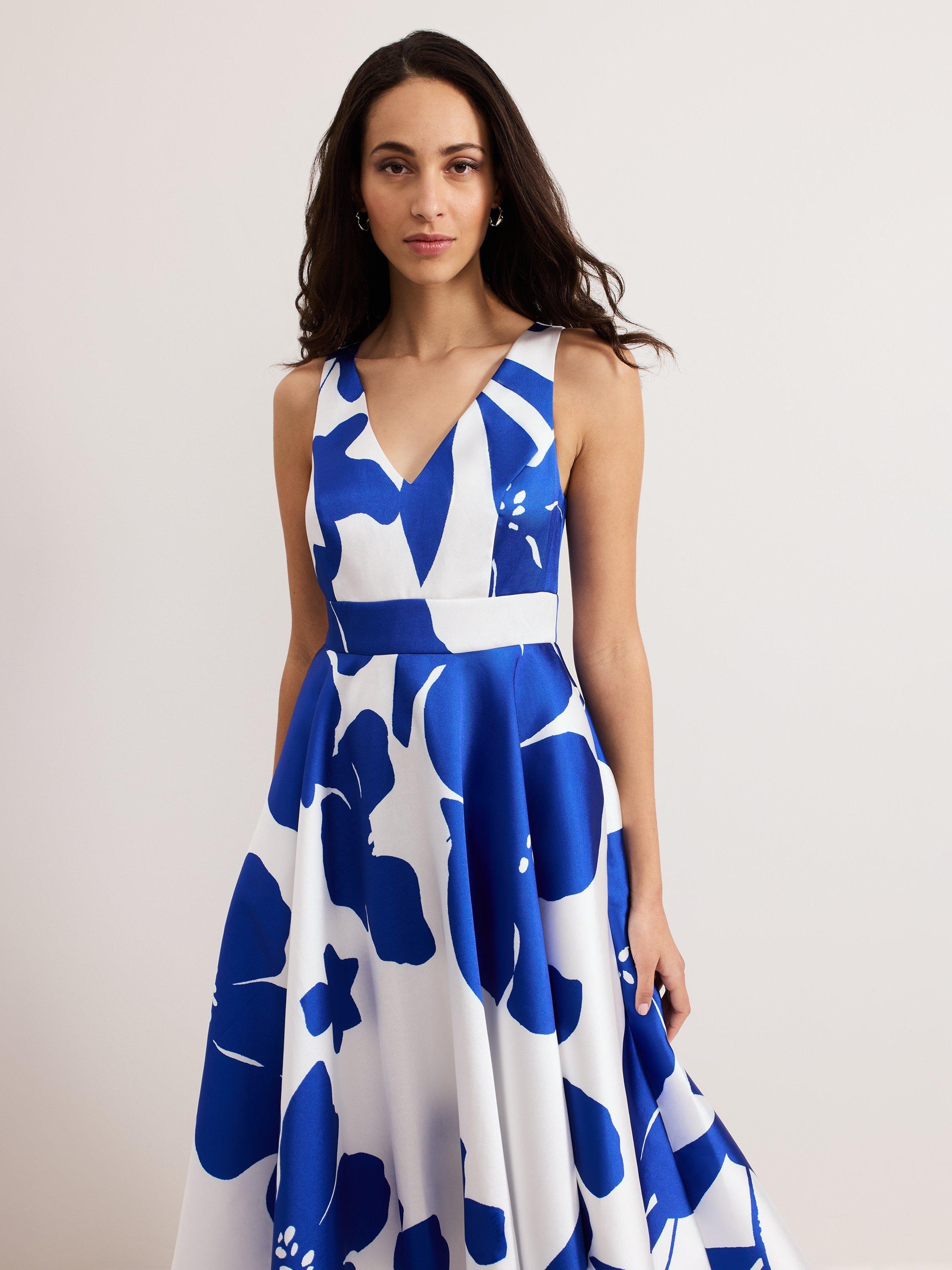 Phase Eight Delicia Floral Dress, Cobalt
