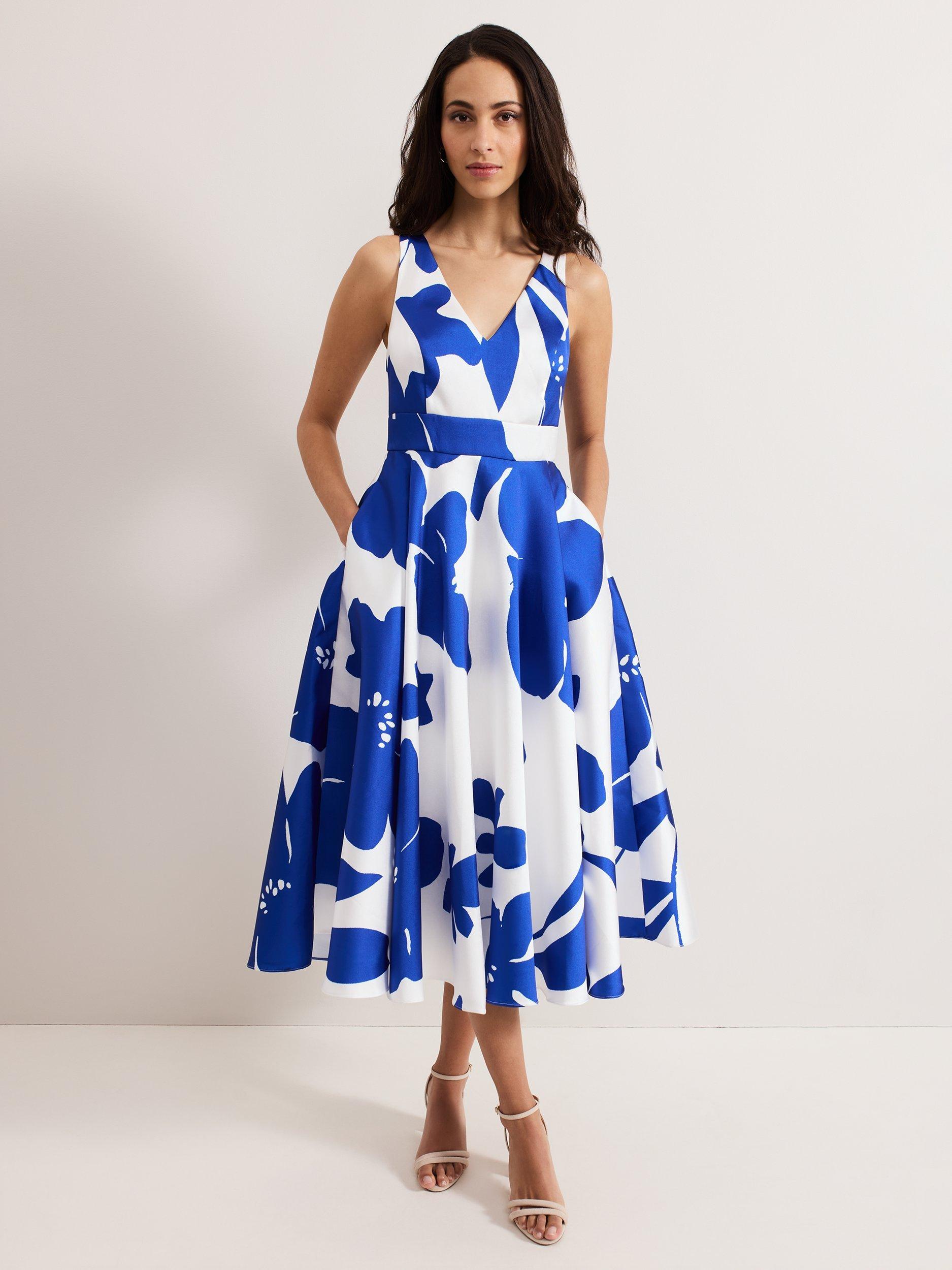 Phase Eight Delicia Floral Dress, Cobalt