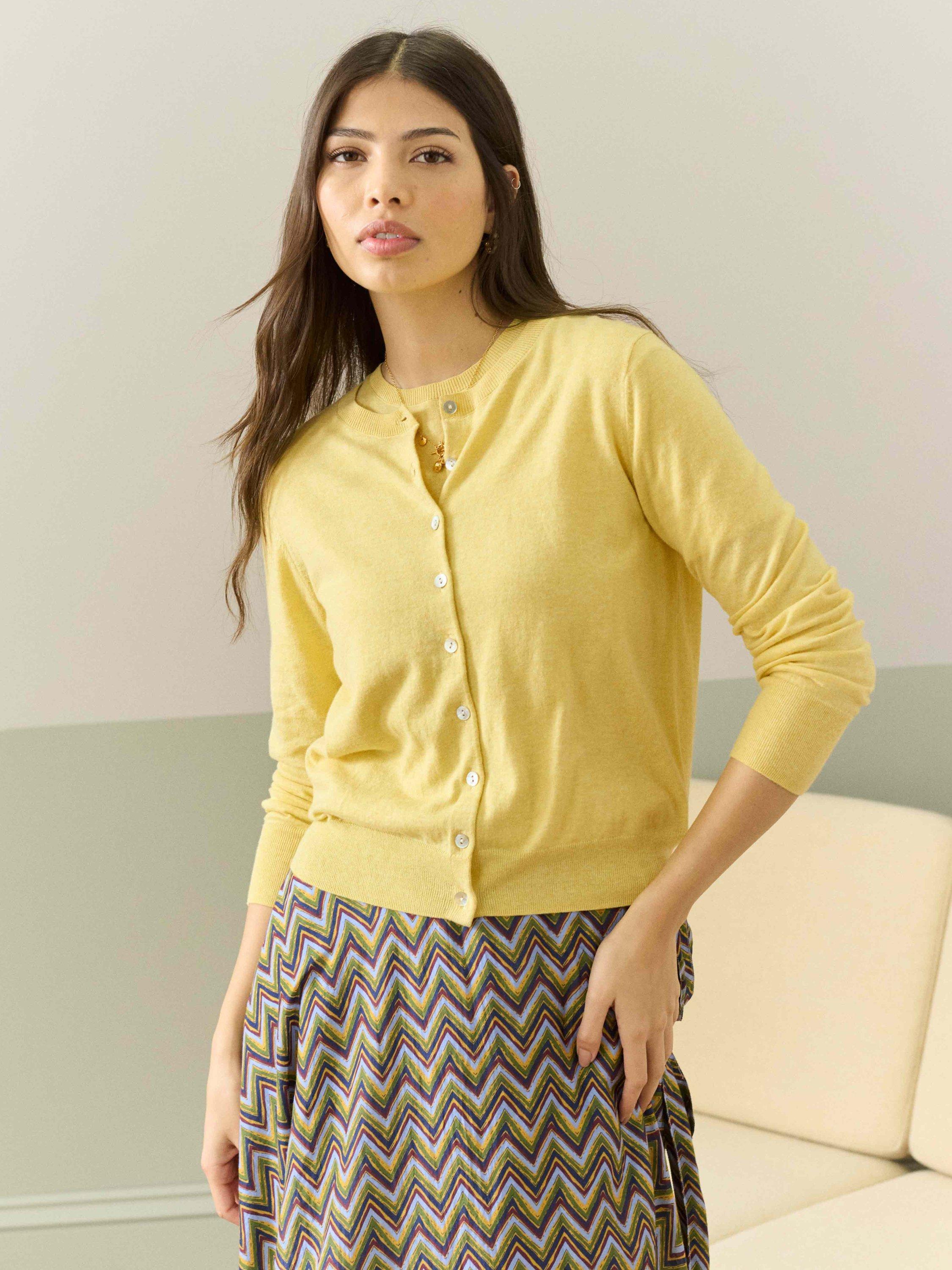 Brora Cotton Knit Cardigan, Iris