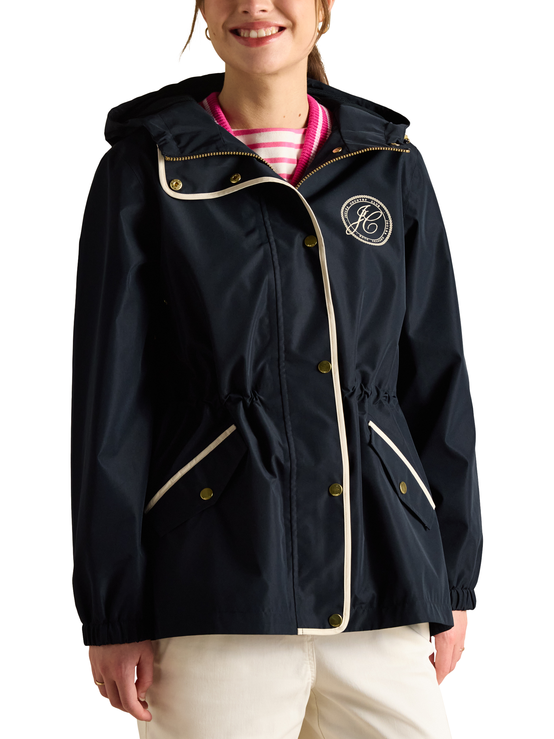 Joules Packable Waterproof Raincoat, Navy