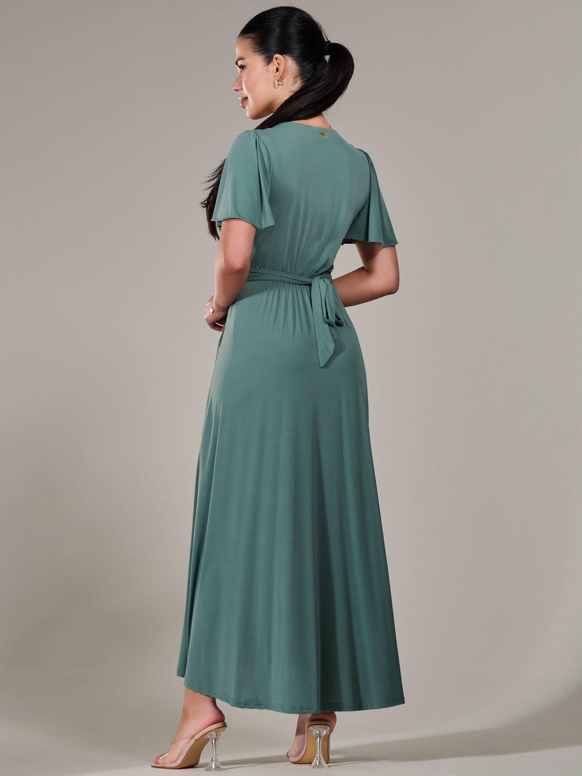 Jolie Moi Short Sleeve Soft Jersey Maxi Dress, Green