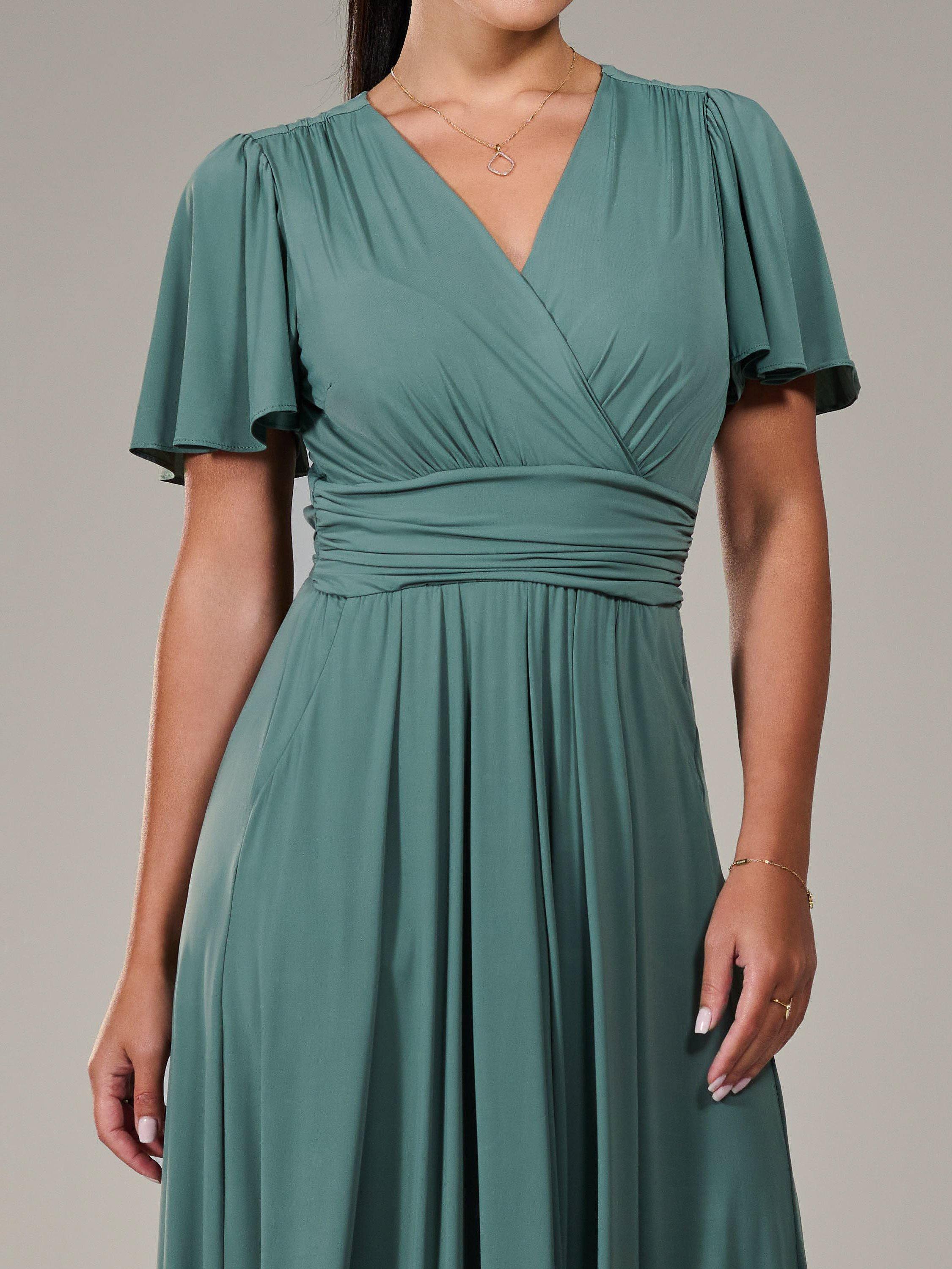 Jolie Moi Short Sleeve Soft Jersey Maxi Dress, Green