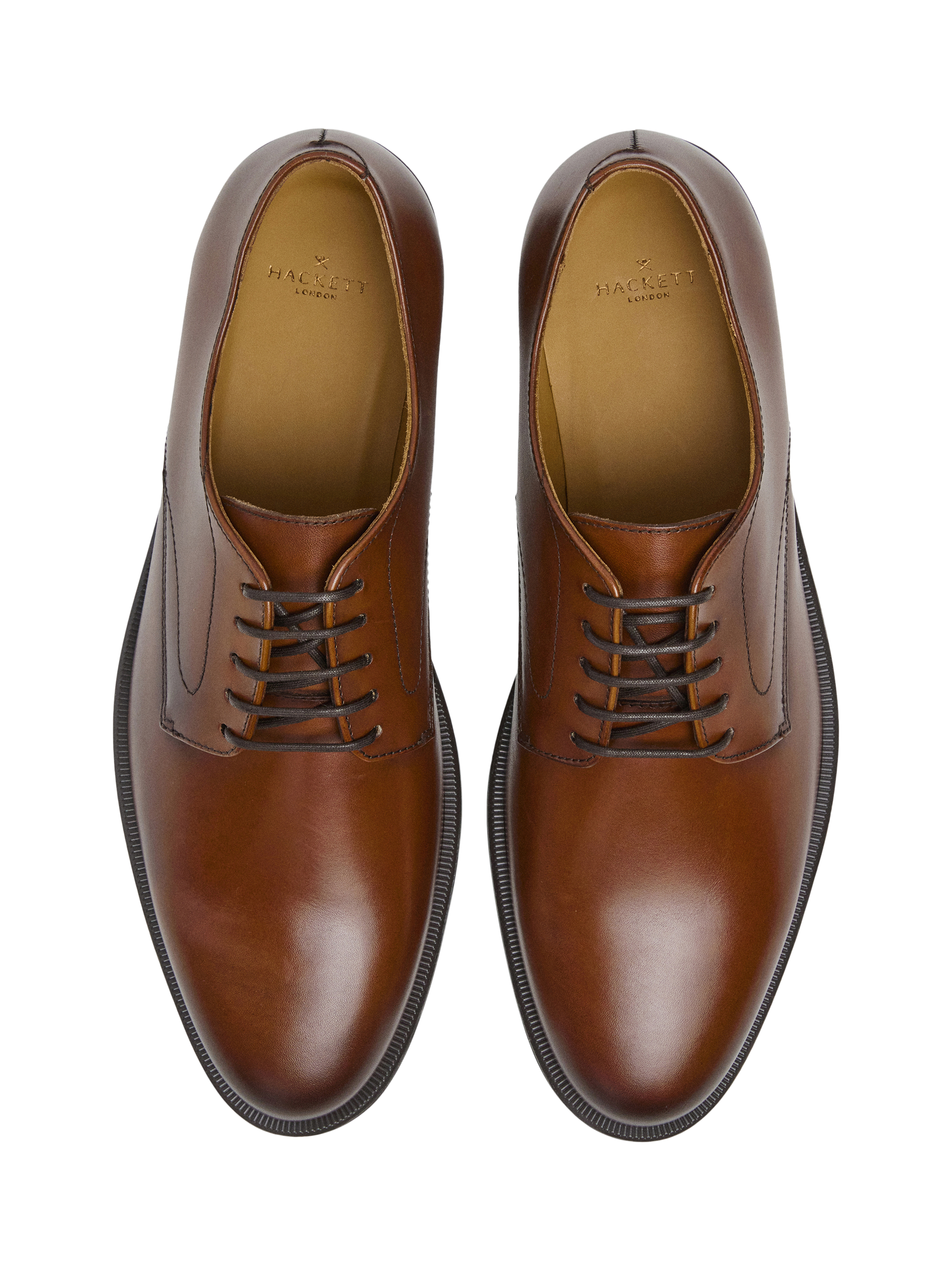 Hackett London Leather Blucher Derby Shoes, Tan Brown