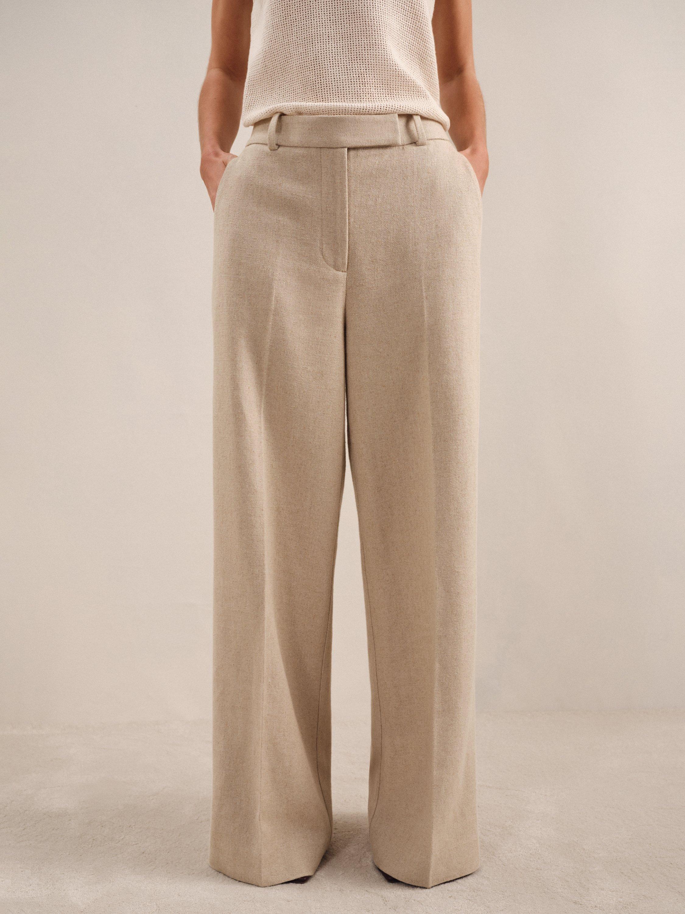 Reiss Devon Linen Blend Trousers, Neutral
