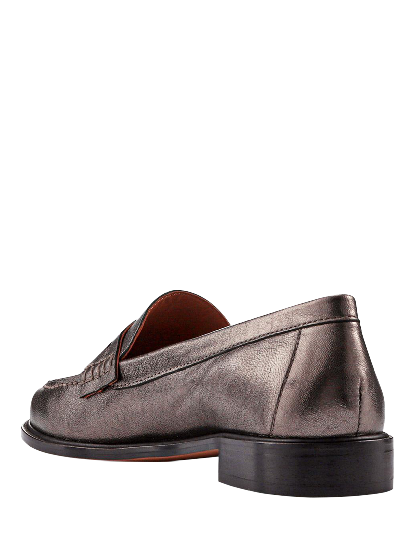 Jones Bootmaker Sabra Leather Block Heel Loafers, Pewter