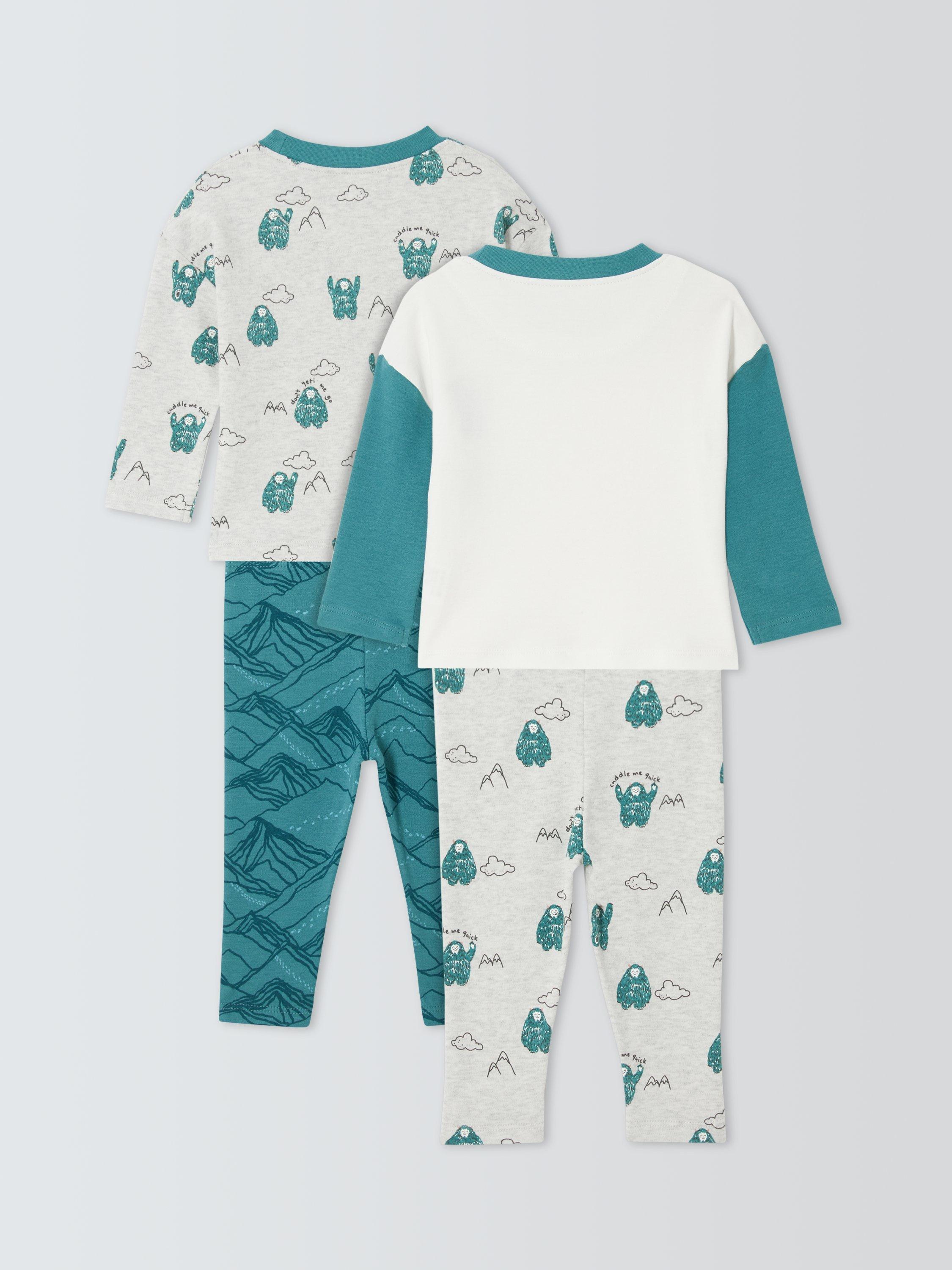 John Lewis Baby Yeti Pyjamas, Pack of 2, Teal