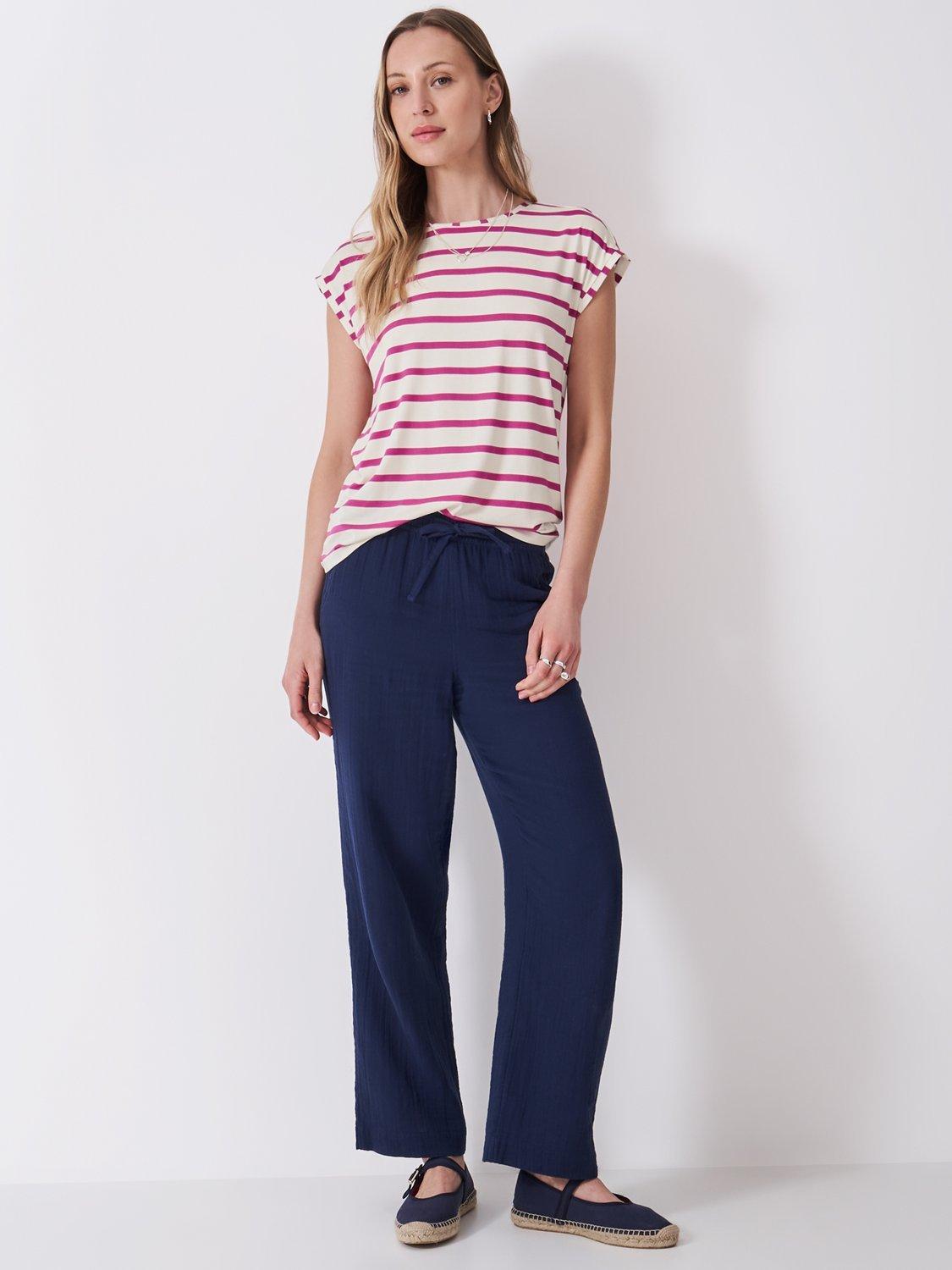 Crew Clothing Ruby Stripe T-Shirt, Pink/White