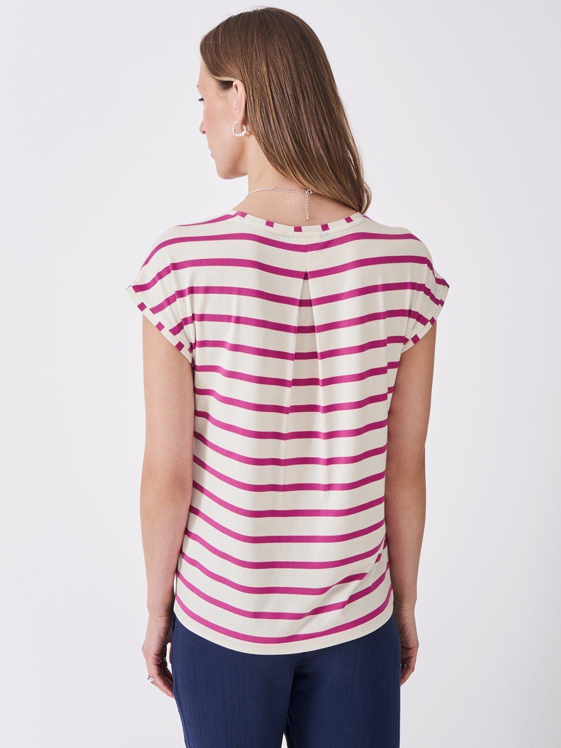 Crew Clothing Ruby Stripe T-Shirt, Pink/White