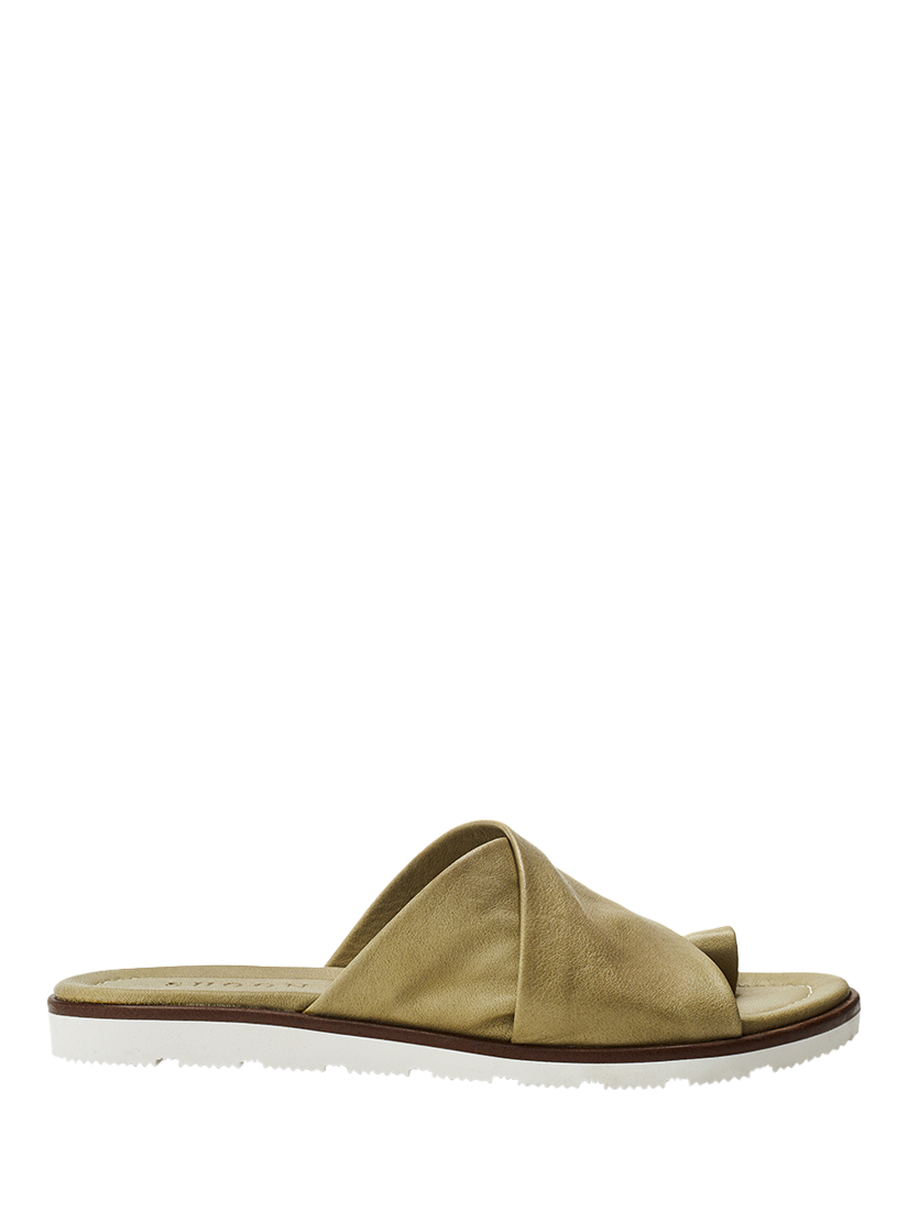 Moda in Pelle Shoon Malmo Leather Mule Slider Sandals, Khaki