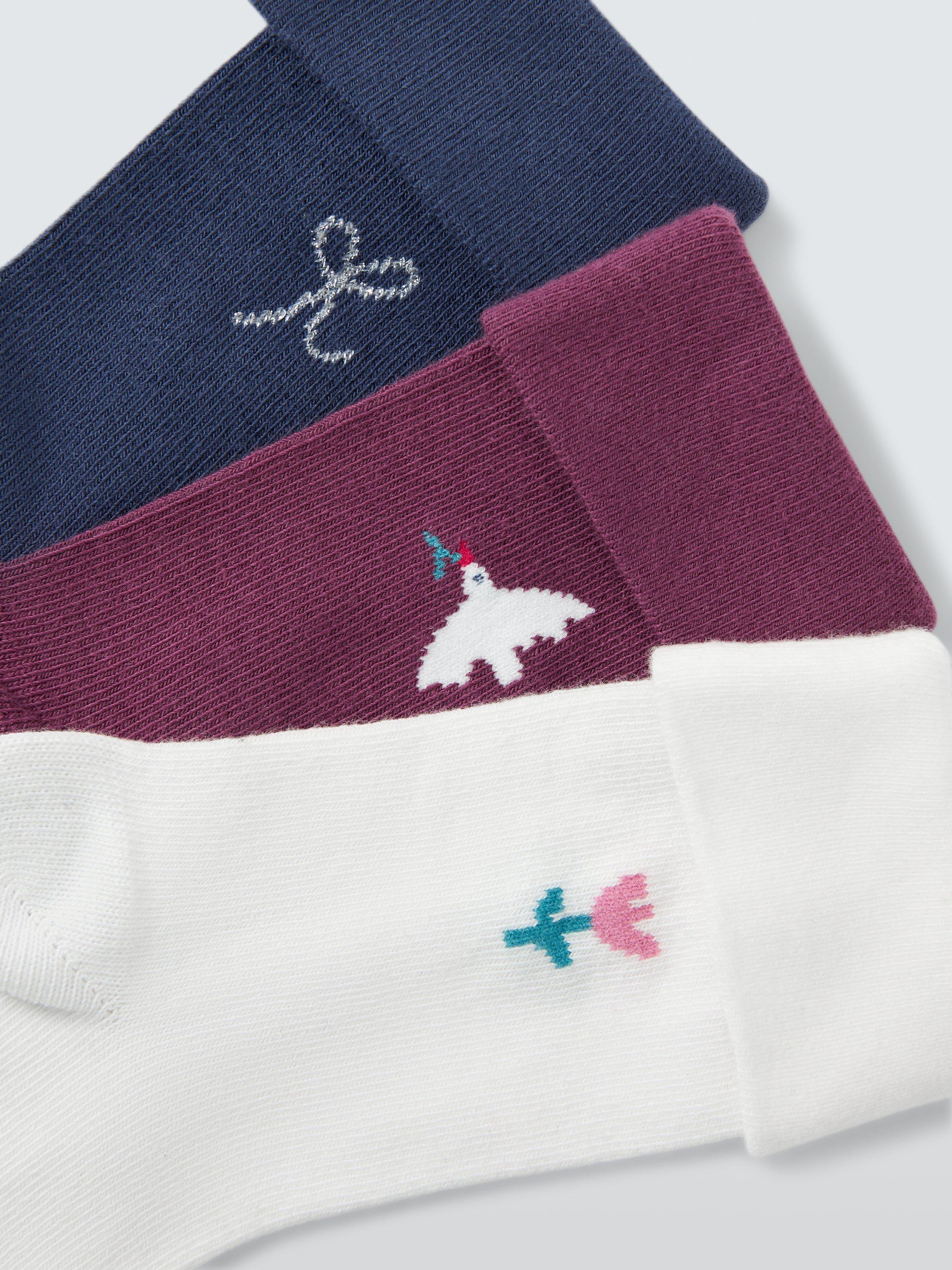John Lewis Kids' Motif Ankle Socks, Pack of 3, Multi