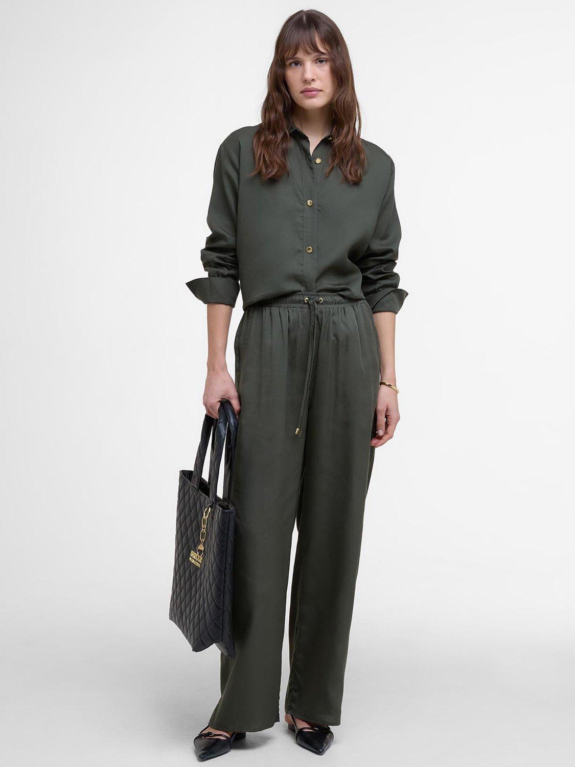 Barbour International Clara Wide Leg Trousers, Envy