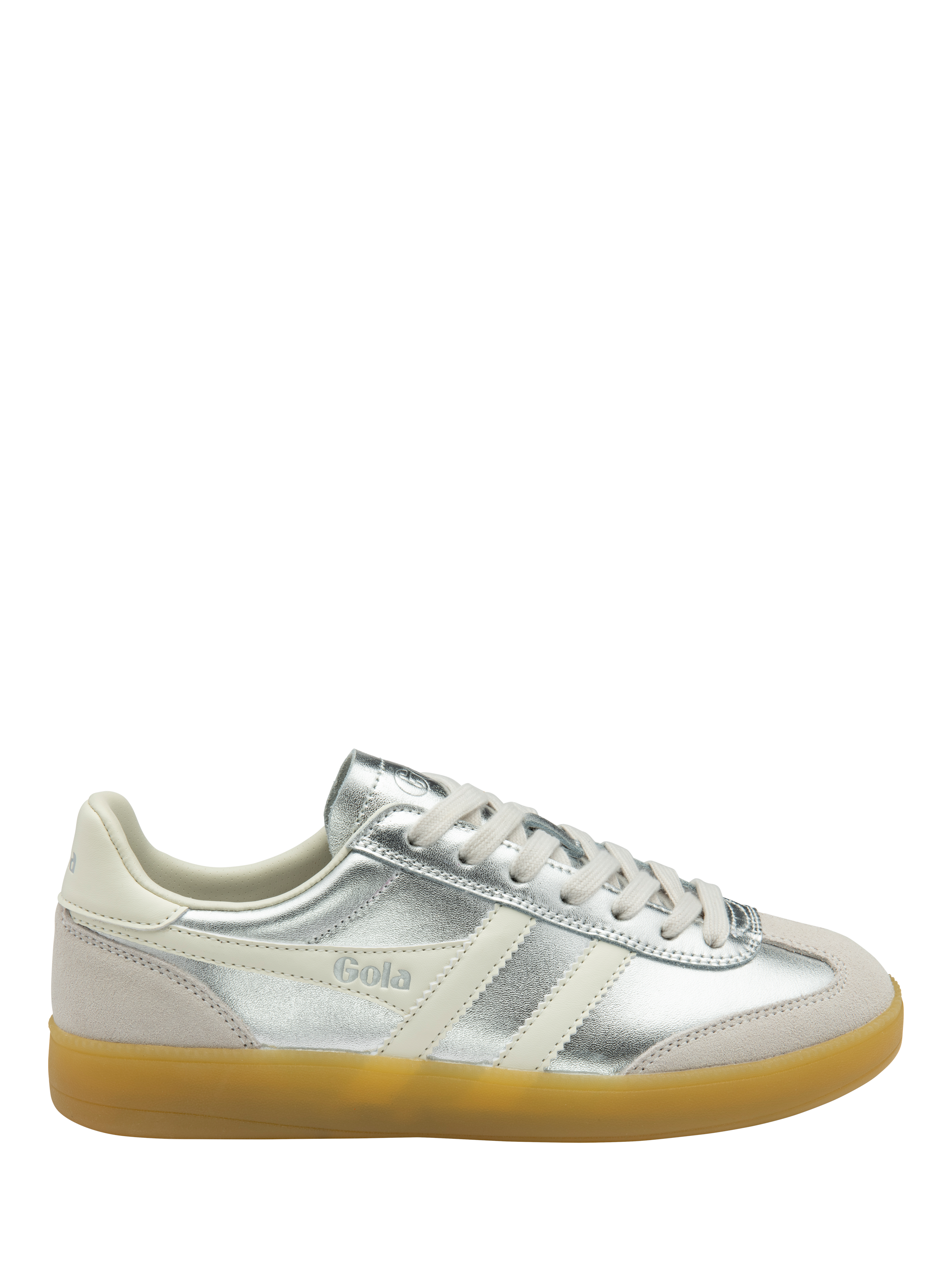 Gola Classics Women's Viper Metallic Leather Trainers, Silver/Off White/Gum