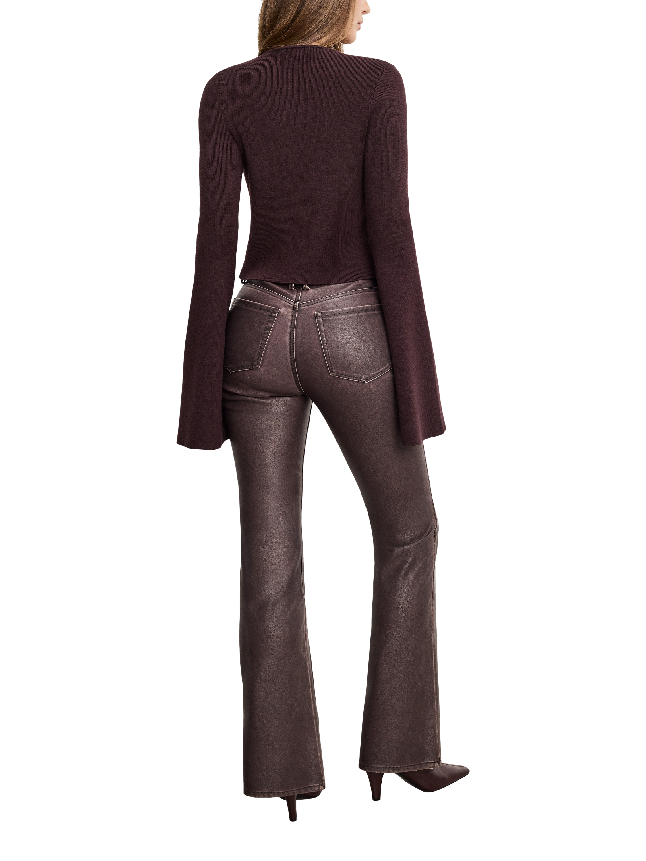 Good American Good Classic Bootcut Faux Leather Trousers, Burgundy