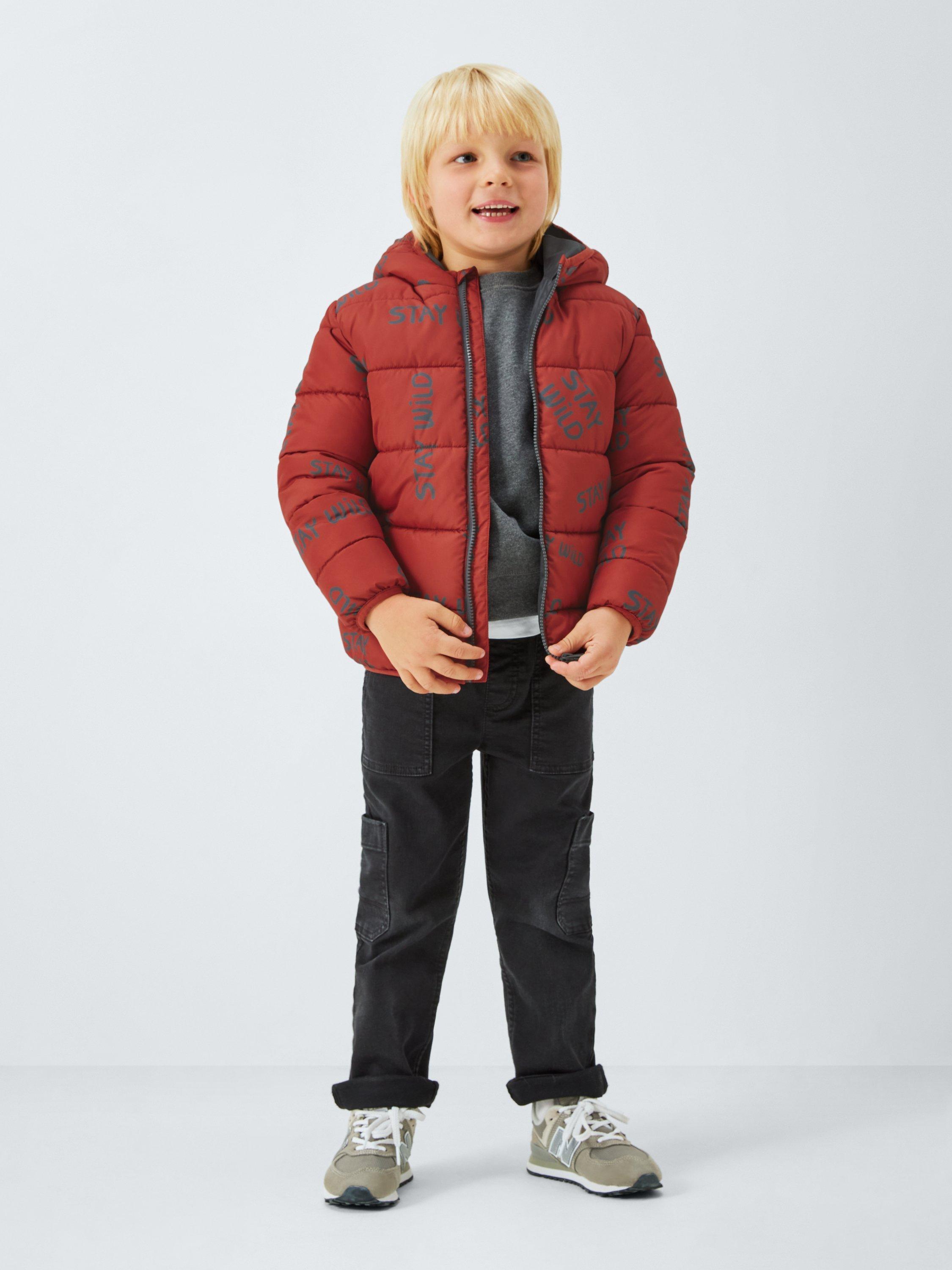John Lewis Kids' Stay Wild Puffer Jacket, Burgundy