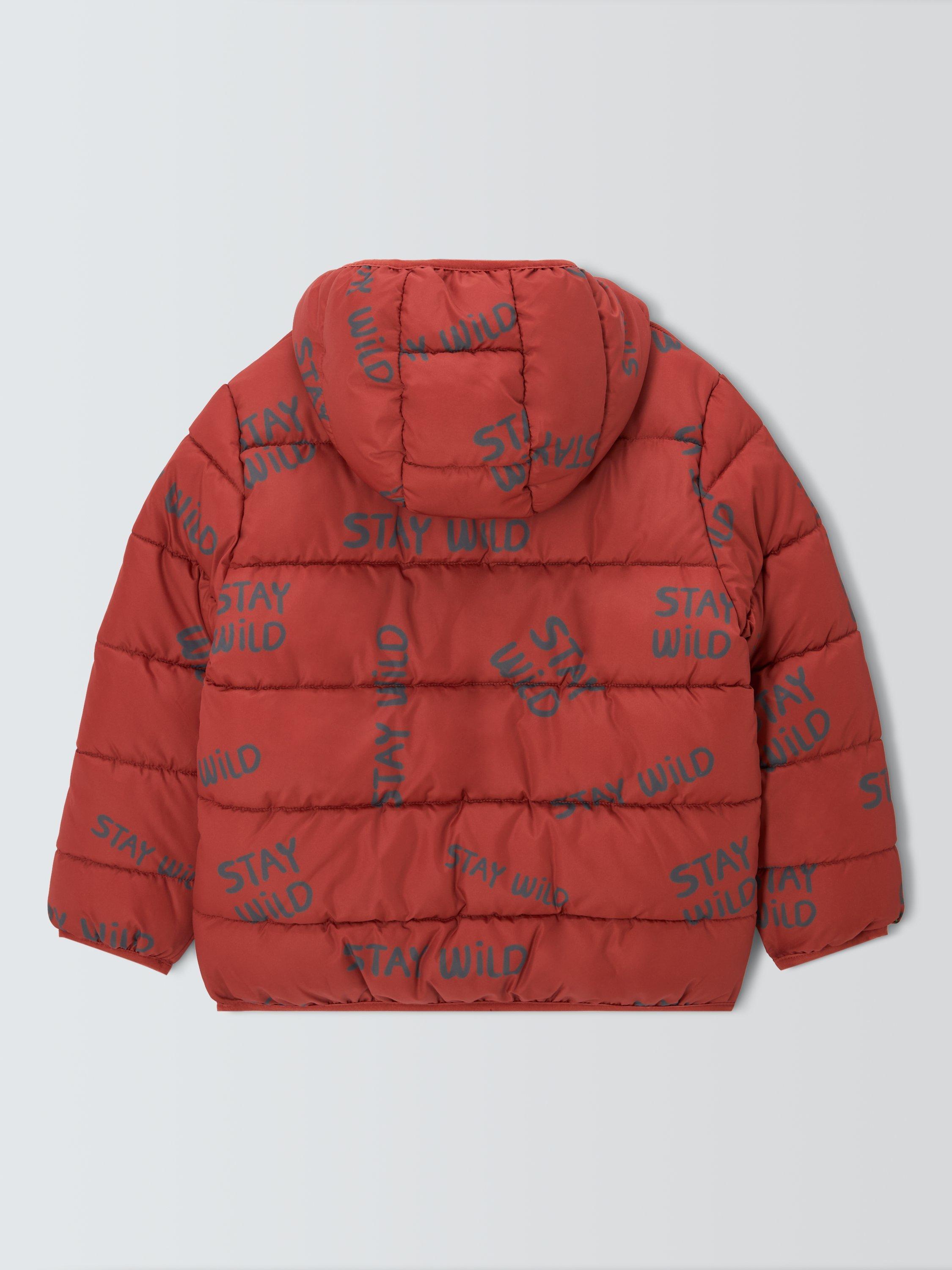 John Lewis Kids' Stay Wild Puffer Jacket, Burgundy