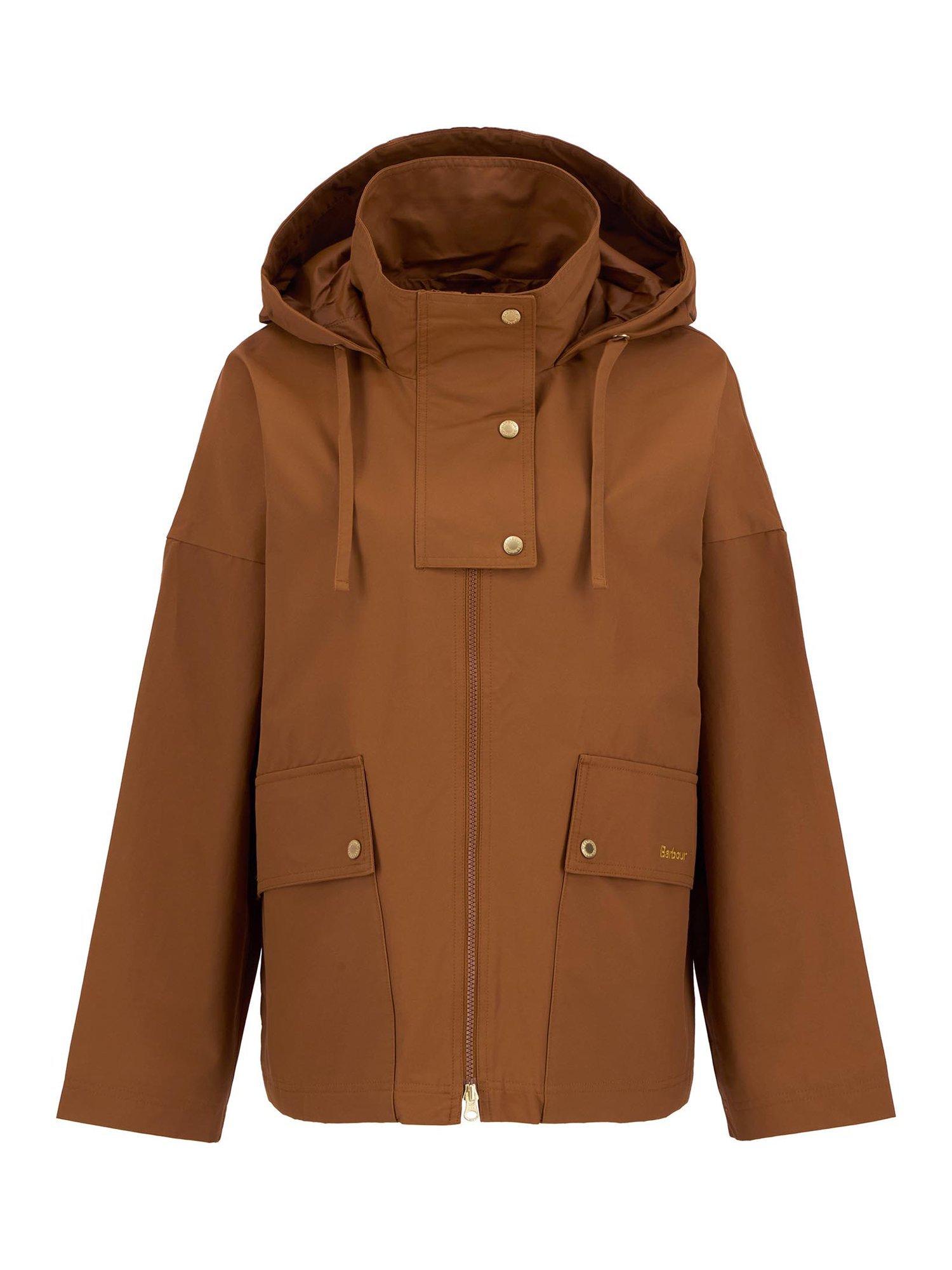 Barbour Cecile Showerproof Hooded Jacket, Rust Brown