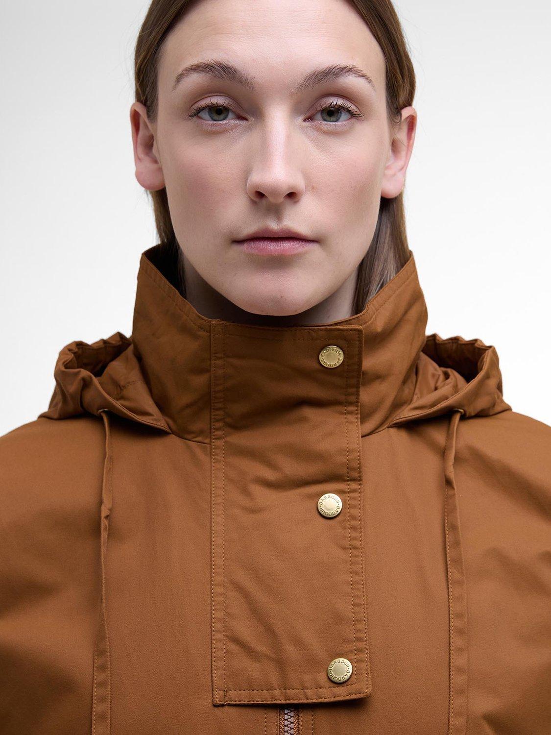 Barbour Cecile Showerproof Hooded Jacket, Rust Brown