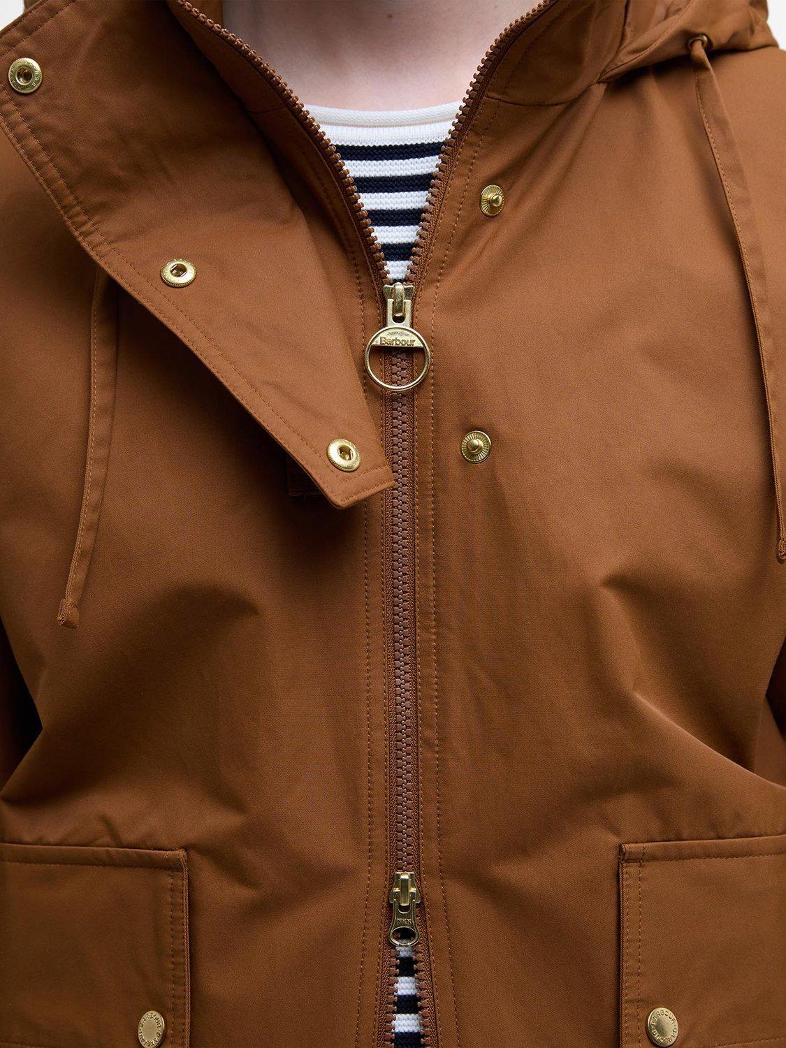 Barbour Cecile Showerproof Hooded Jacket, Rust Brown