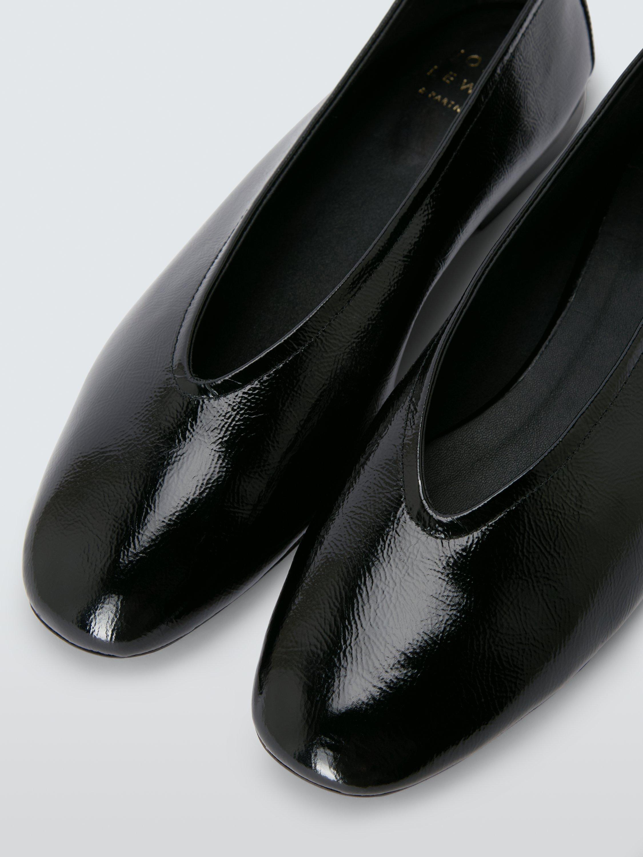 John Lewis Helm Leather High Vamp Ballerina Pumps, Black