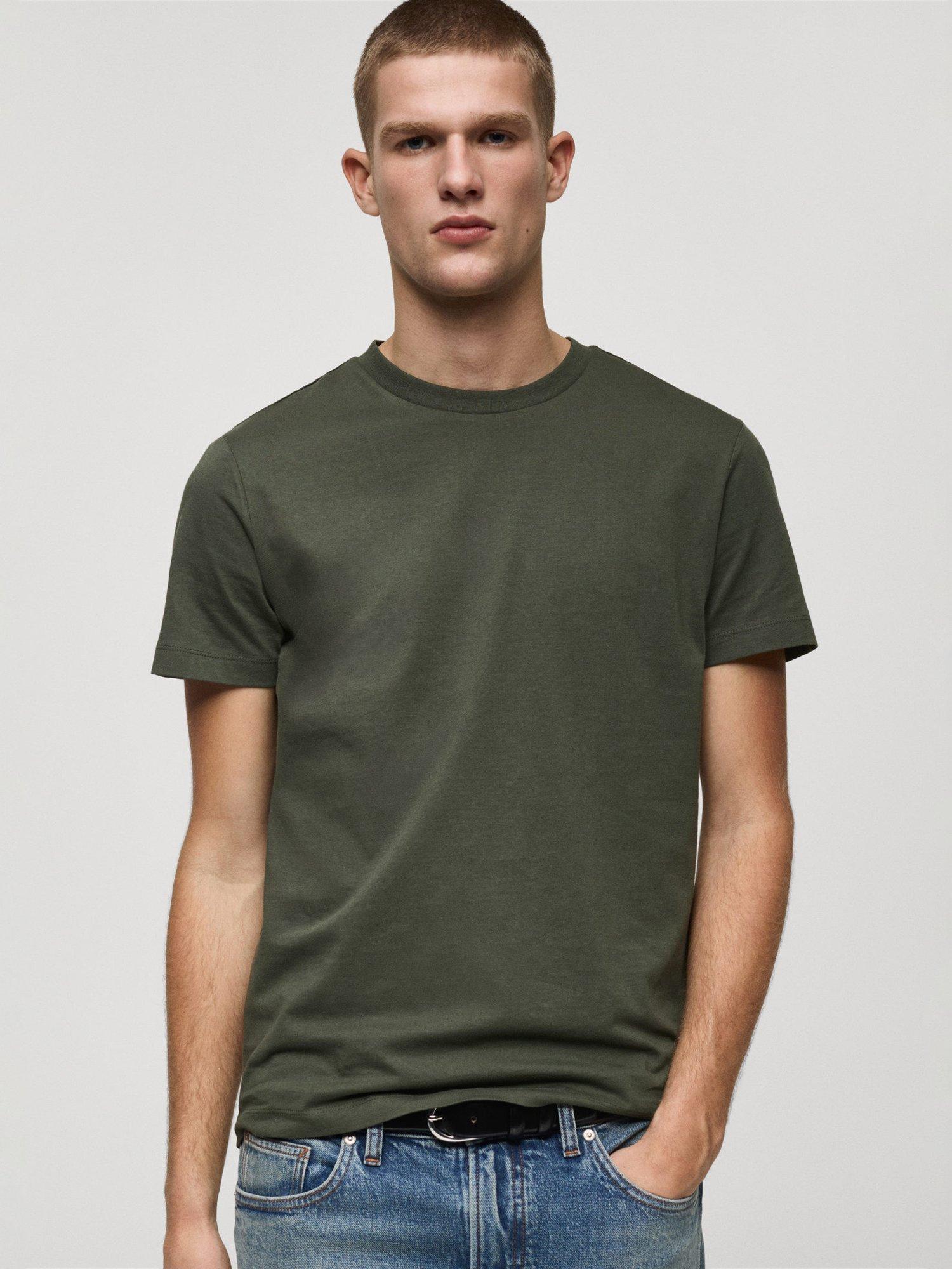 Mango Cherlo Cotton Slim Fit Tee, Medium Green