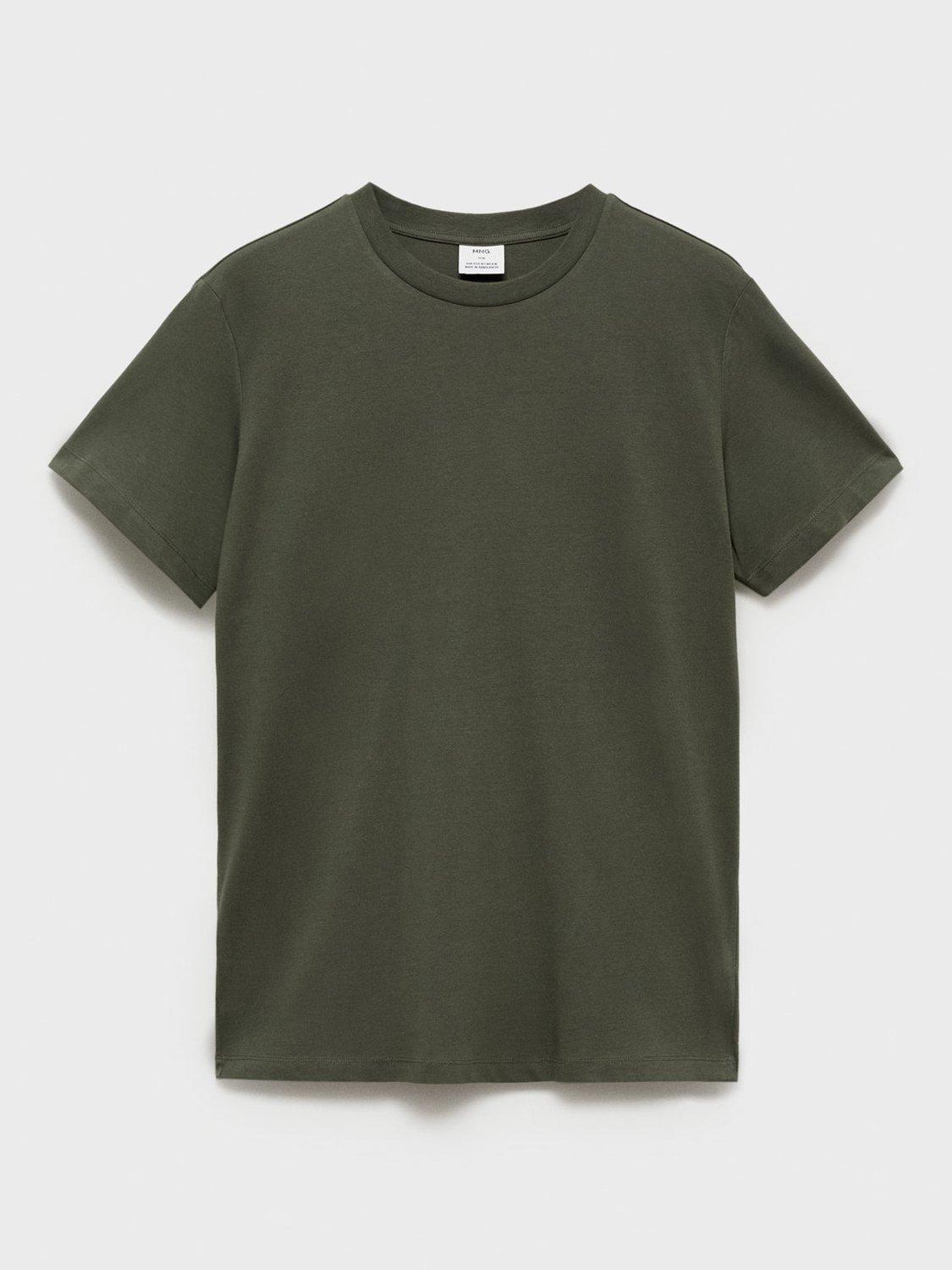 Mango Cherlo Cotton Slim Fit Tee, Medium Green