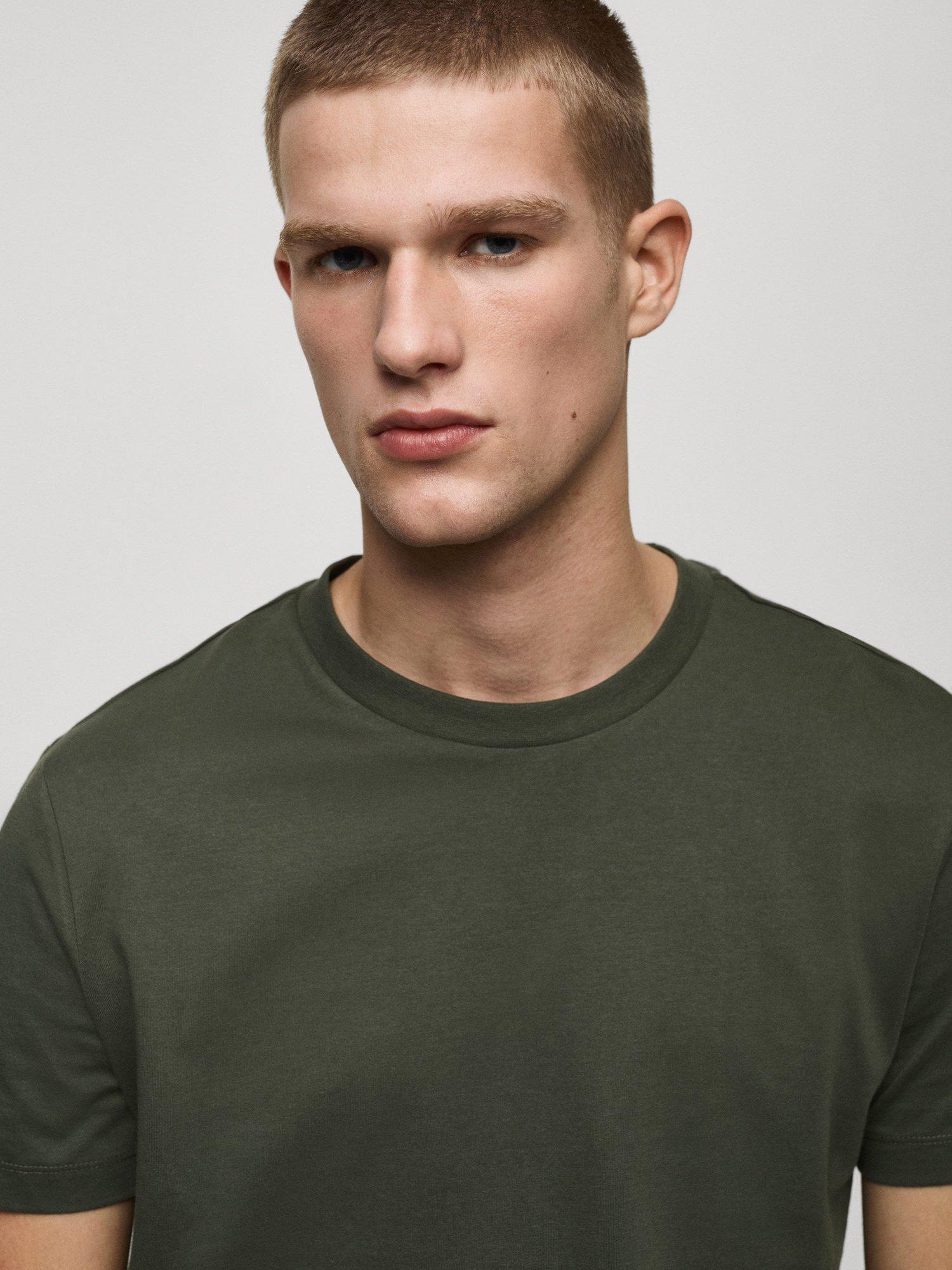 Mango Cherlo Cotton Slim Fit Tee, Medium Green