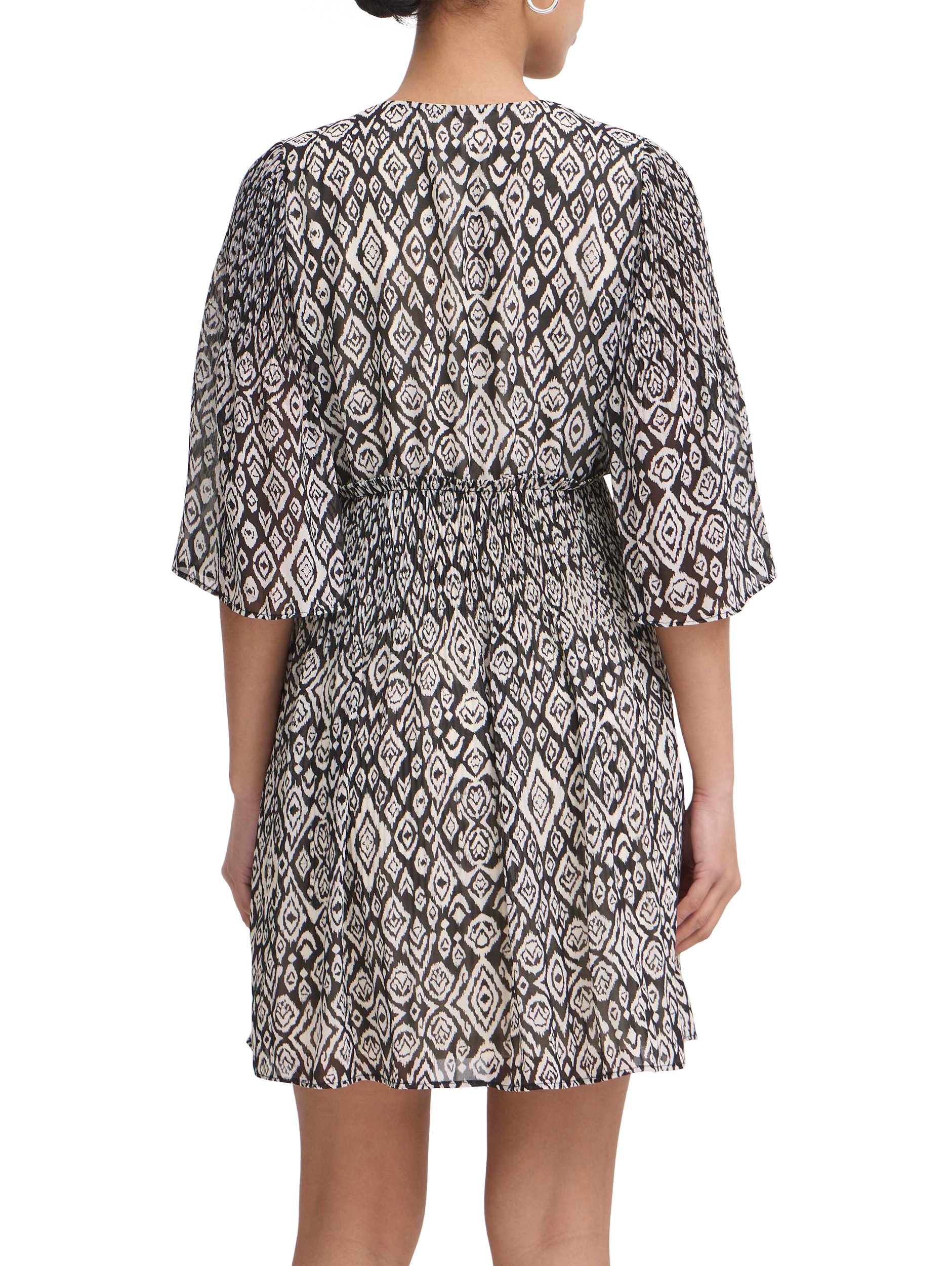 ICHI Neally Diamond Ikat Mini Dress, Black/Multi