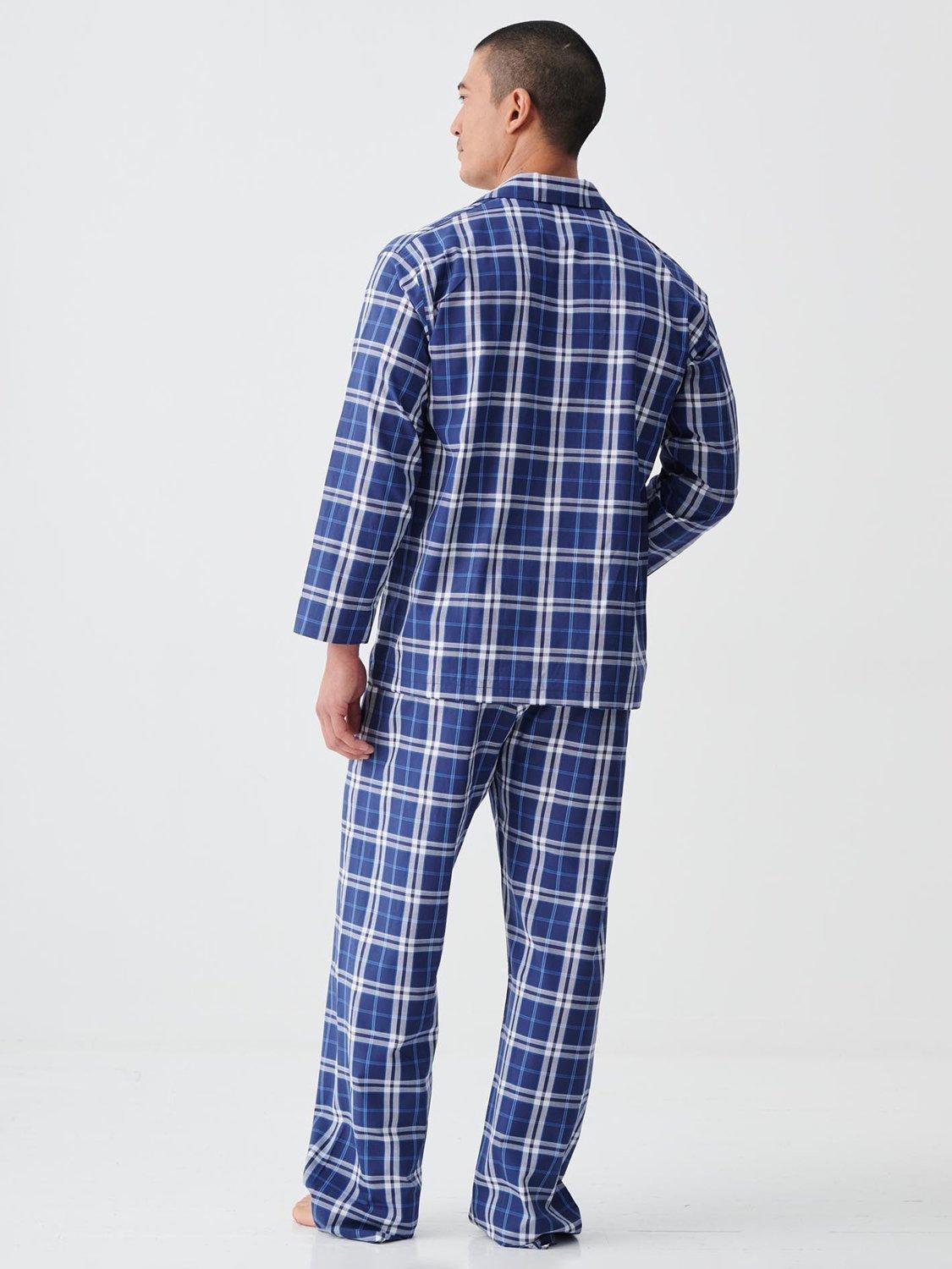 British Boxers Check Crisp Cotton Pyjamas, Chester Blue