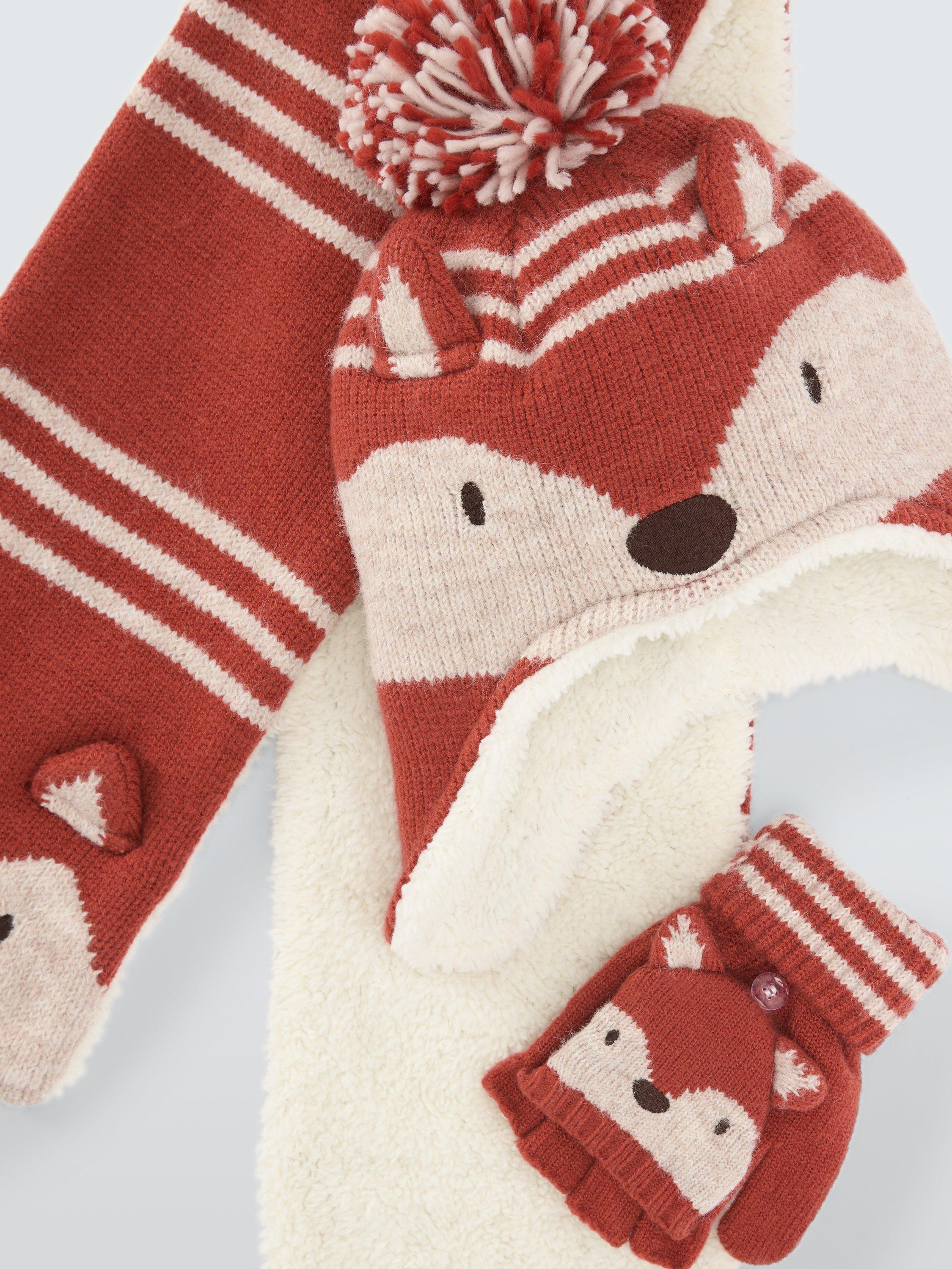 John Lewis Kids' Fox Flip Top Gloves, Orange Multi