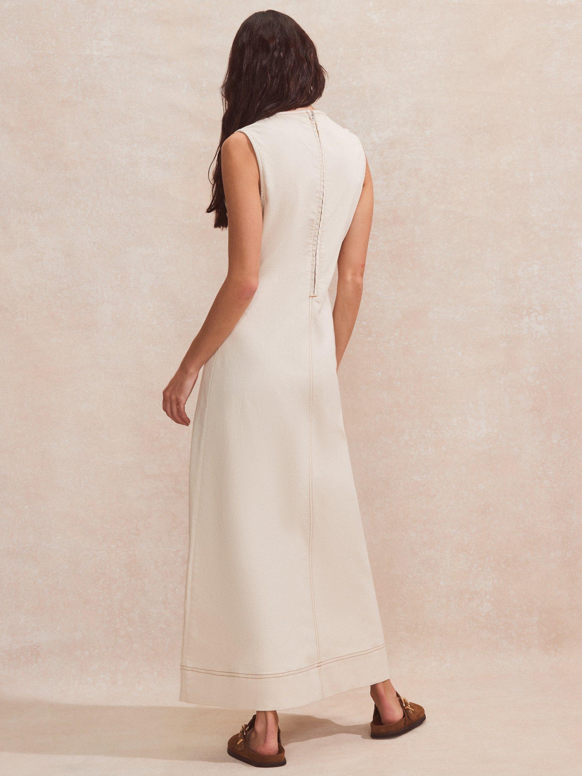 Ro&Zo Cotton Blend Denim V-Neck Maxi Dress