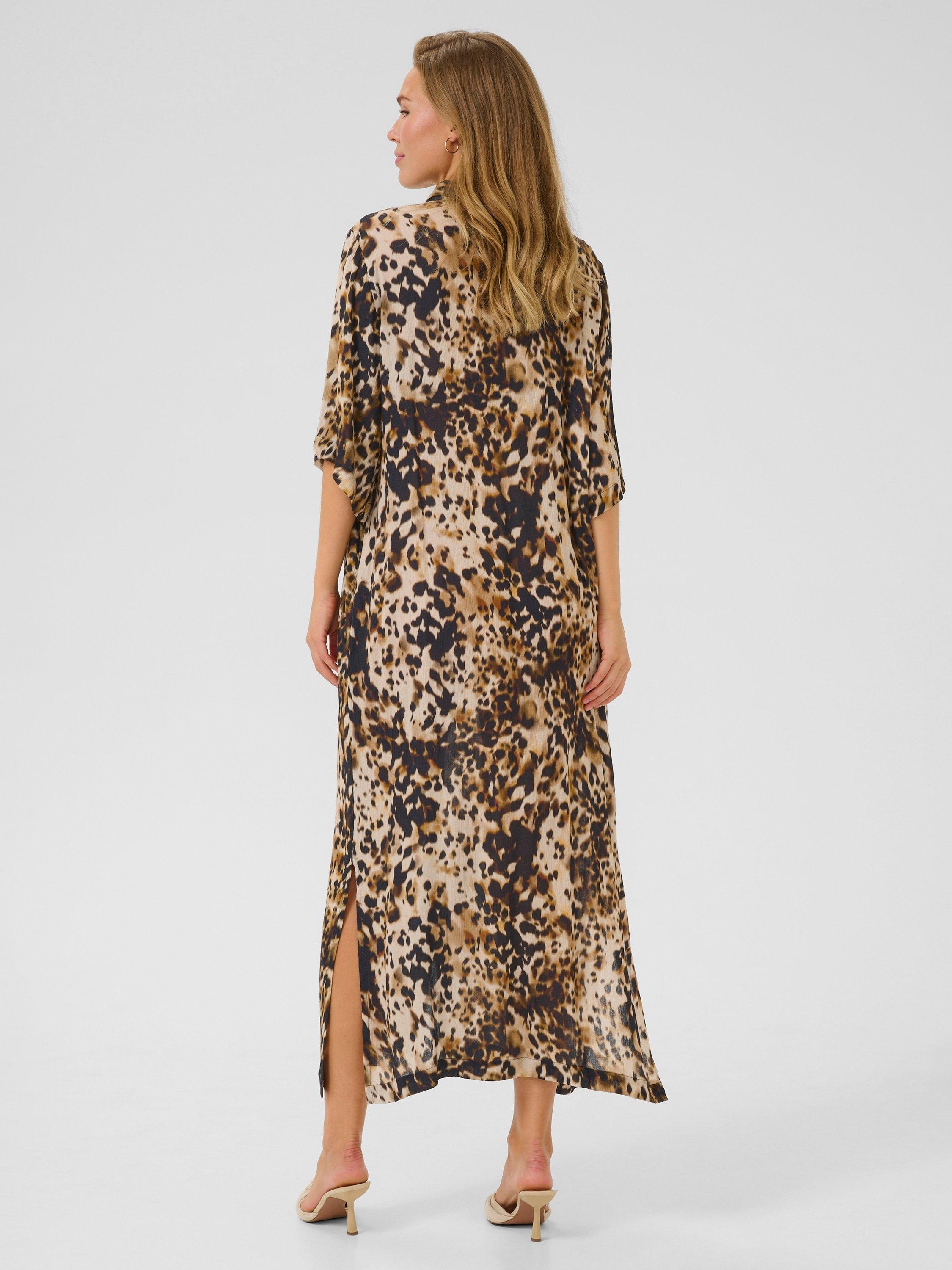 KAFFE Thora Amber Animal Print Shirt Dress, Beige/Multi