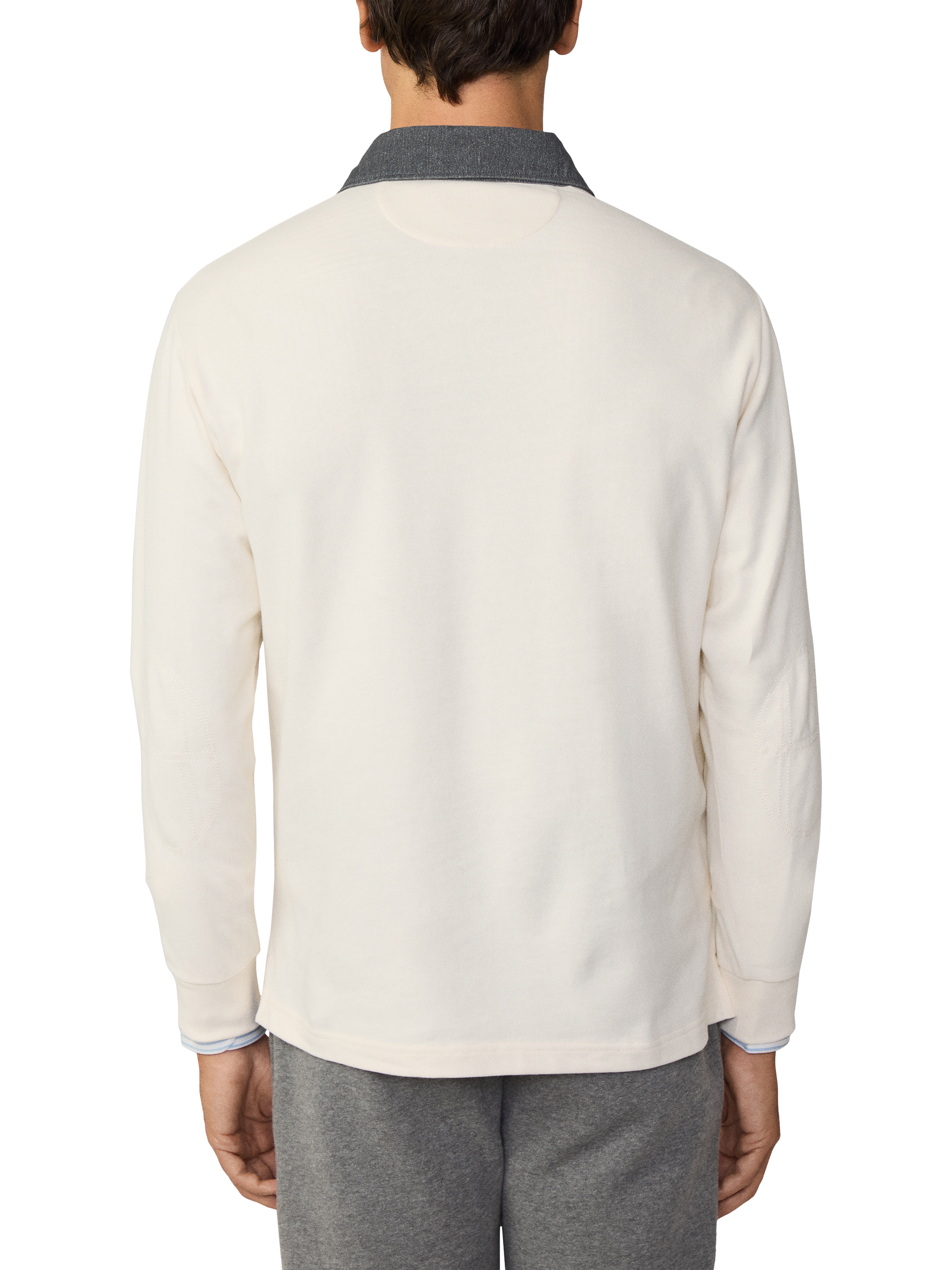 Hackett London Cotton Long Sleeve Rugby Shirt, Off White