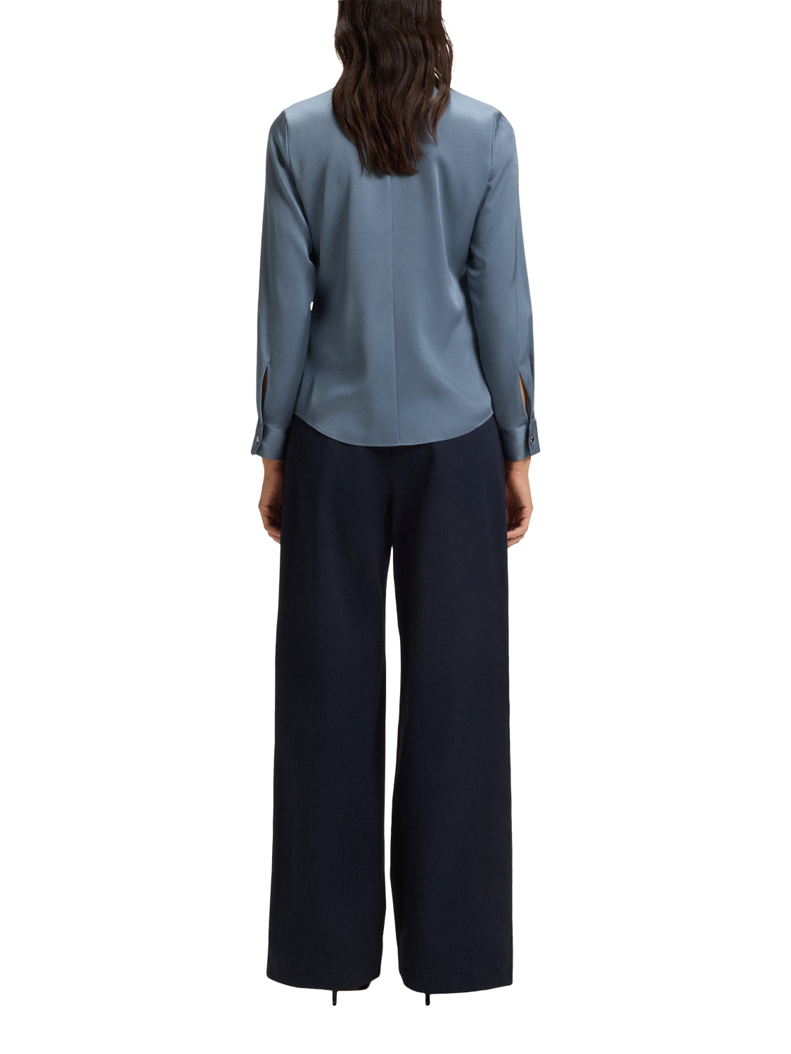 BOSS Banorah Silk Rich Top, Open Blue, 18