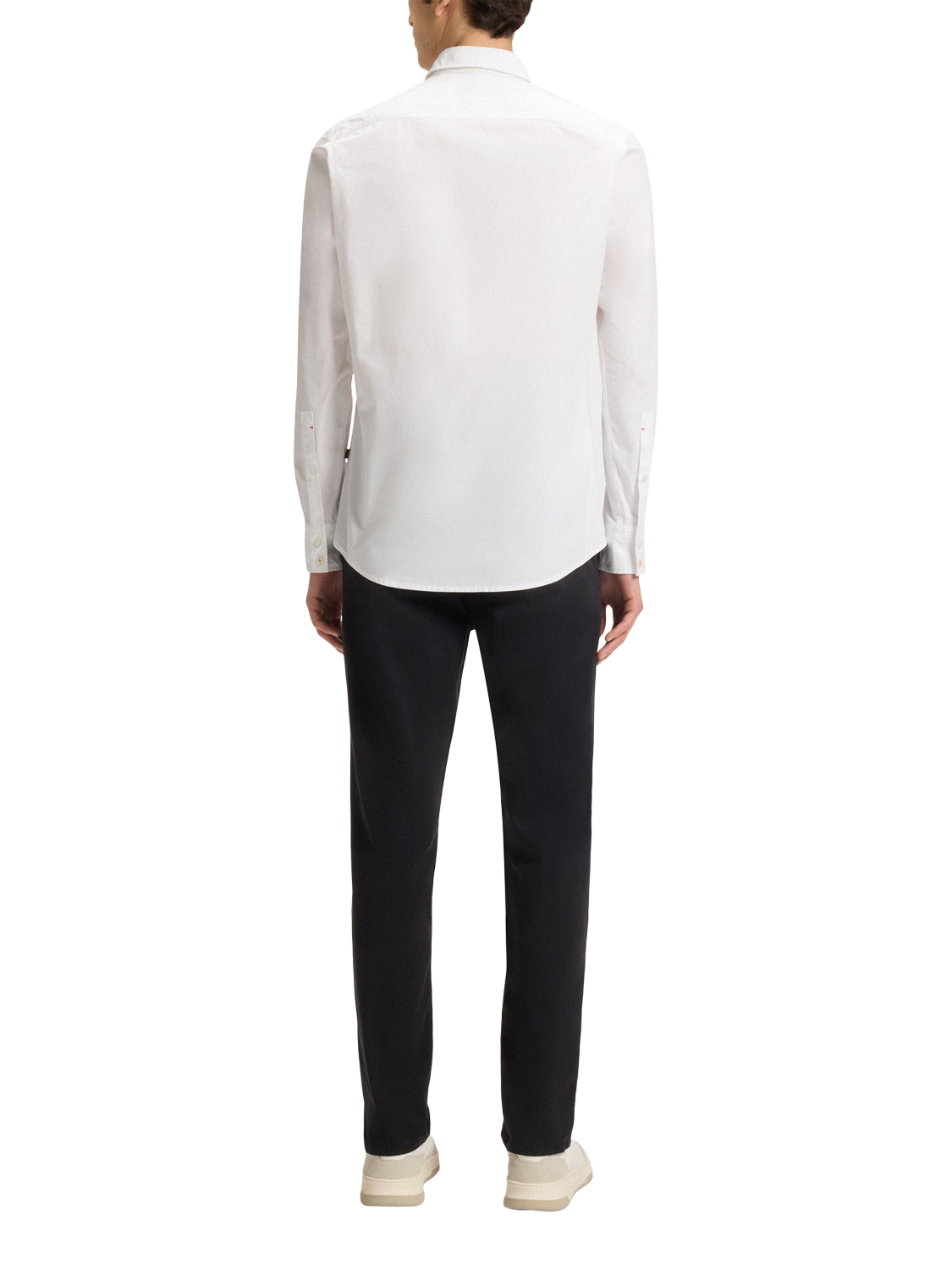 BOSS Garment-Dyed Poplin Cotton Regular Fit Embroidered Logo Shirt, White