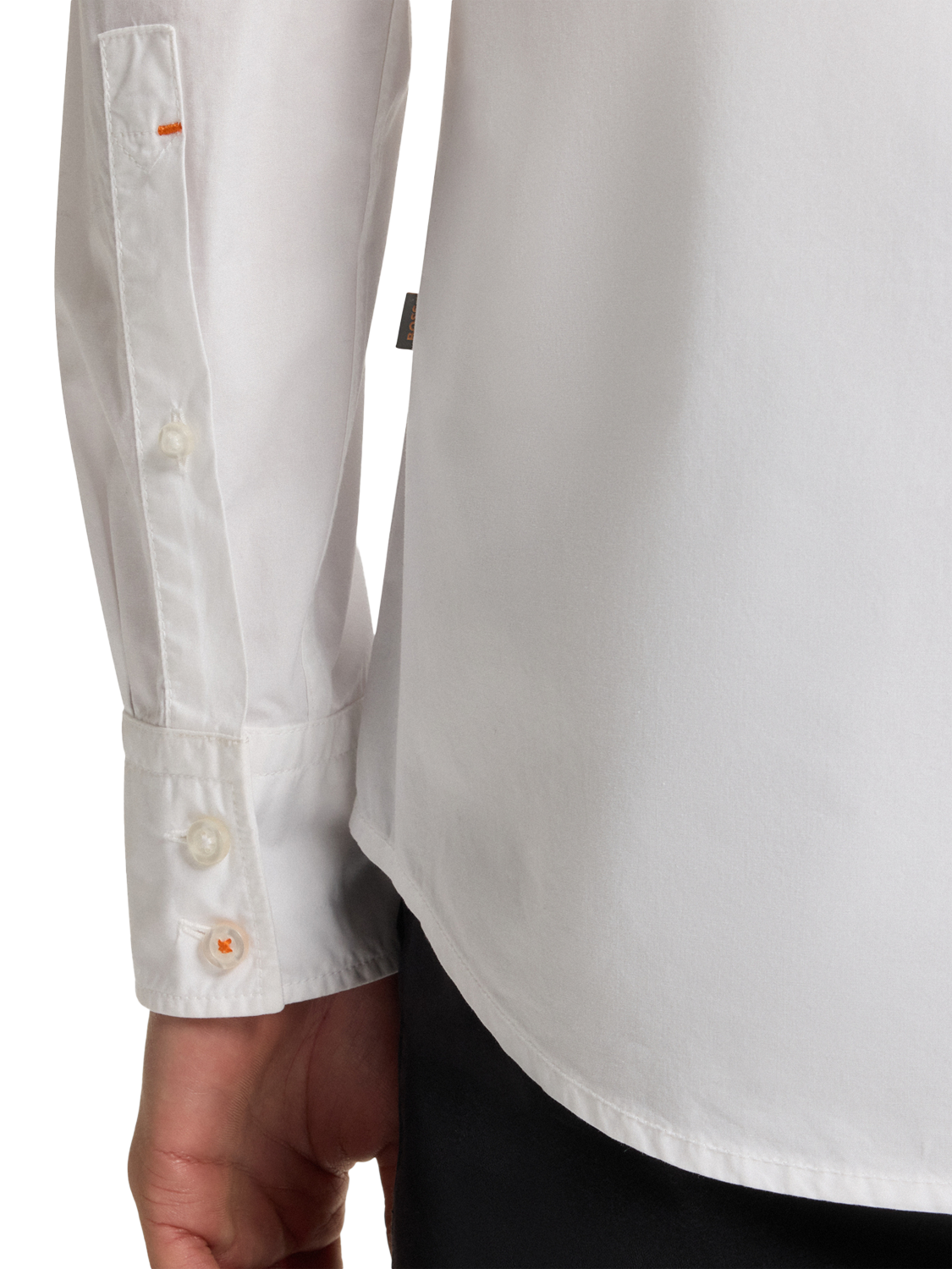 BOSS Garment-Dyed Poplin Cotton Regular Fit Embroidered Logo Shirt, White