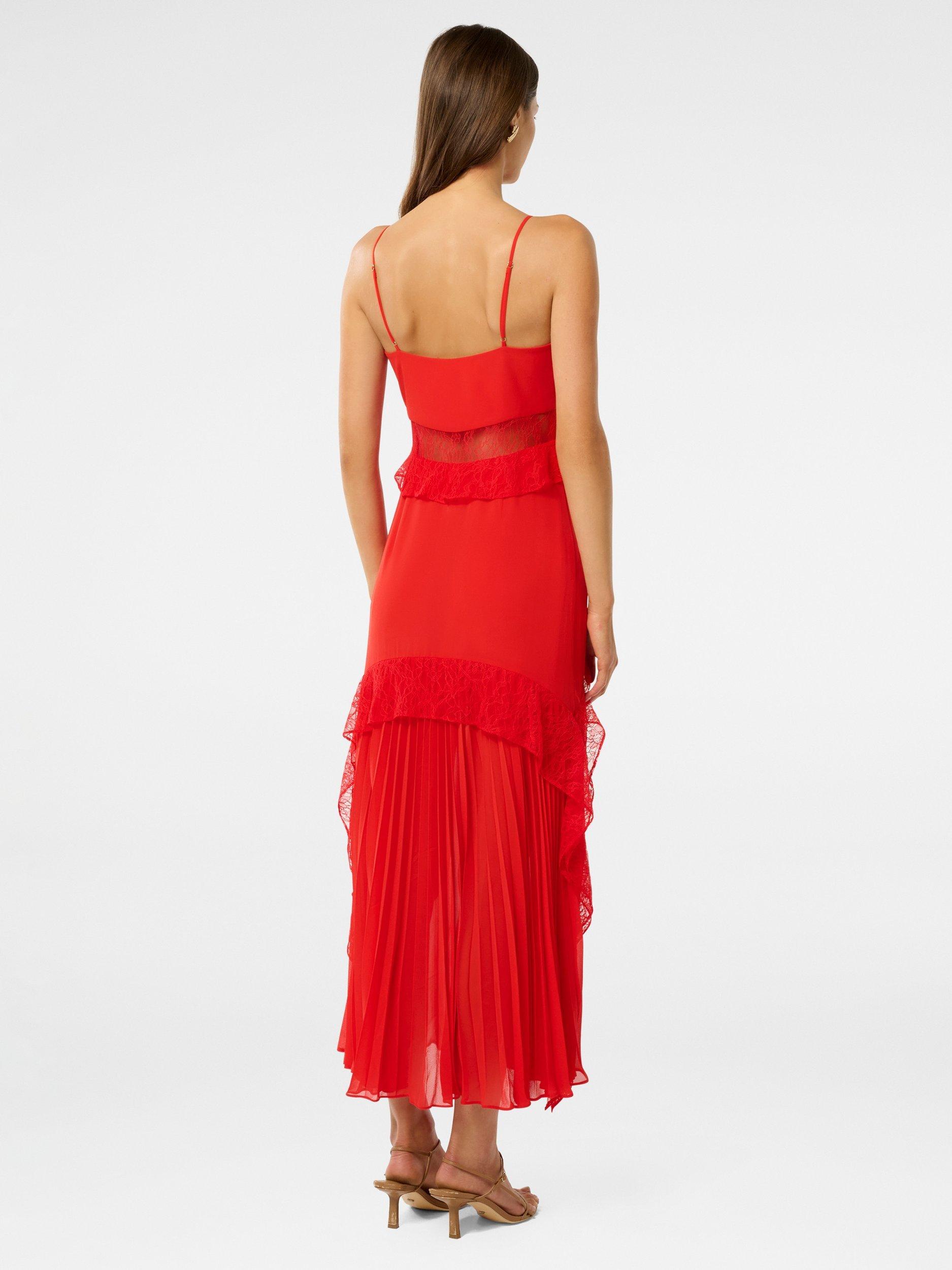 Forever New Lara Pleated Ruffle Maxi Dress, Chilli Red