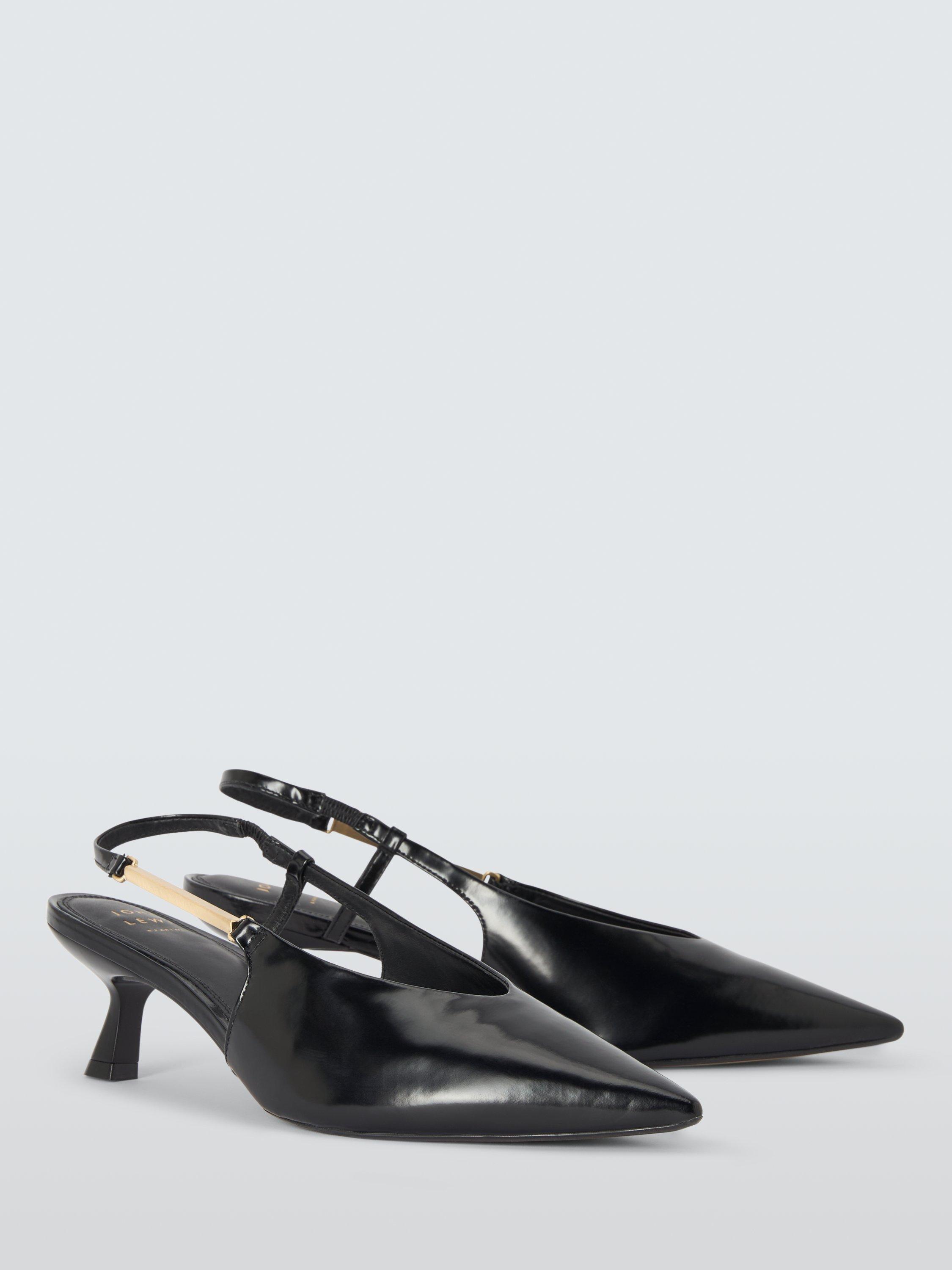 John Lewis Deal Leather Essential Mid Heel Slingback Open Court Shoes ...