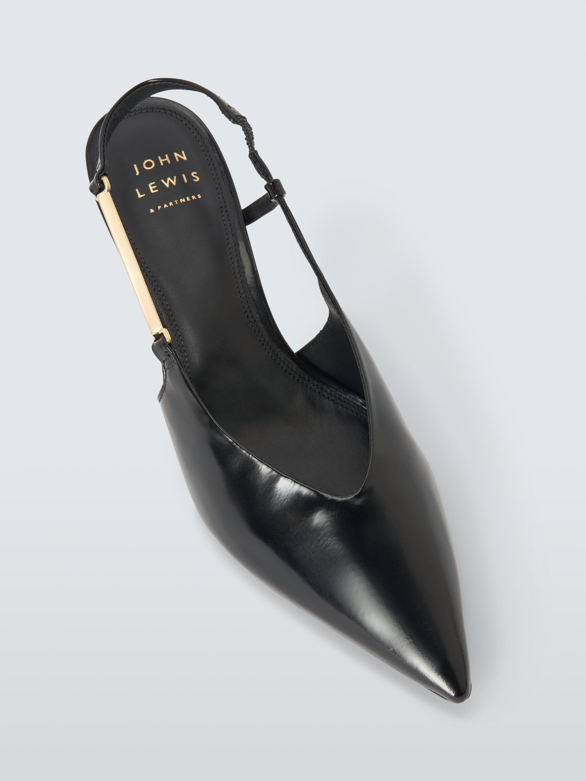 John Lewis Deal Leather Essential Mid Heel Slingback Open Court Shoes ...