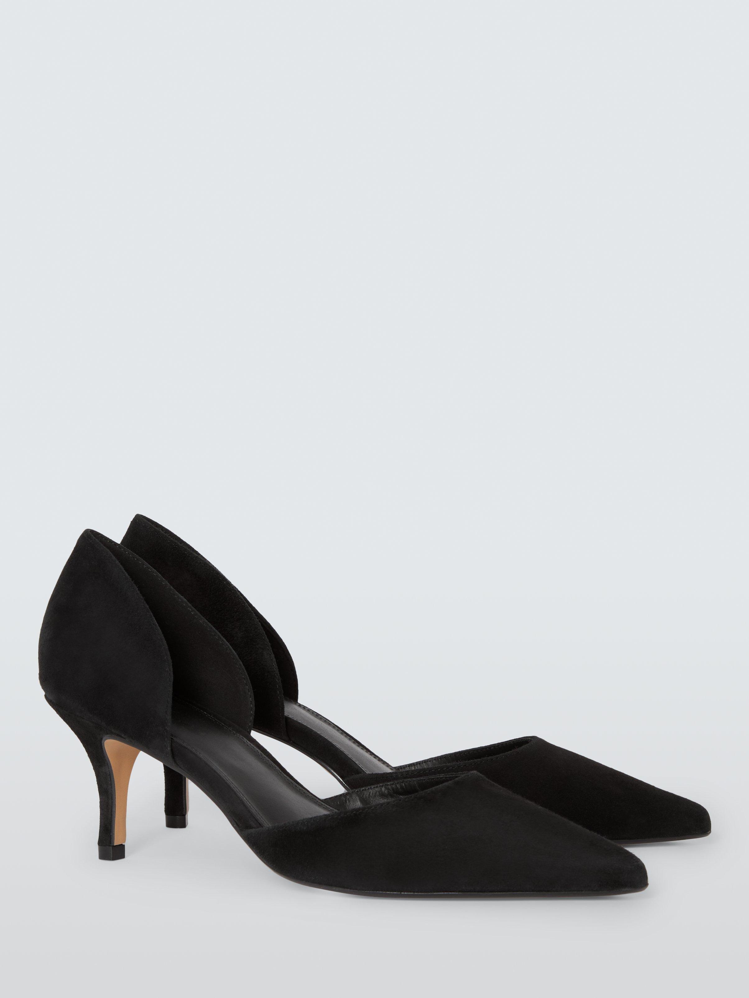 John Lewis Darwen Suede Essential Heel Open Dorsay Court Shoes, Black