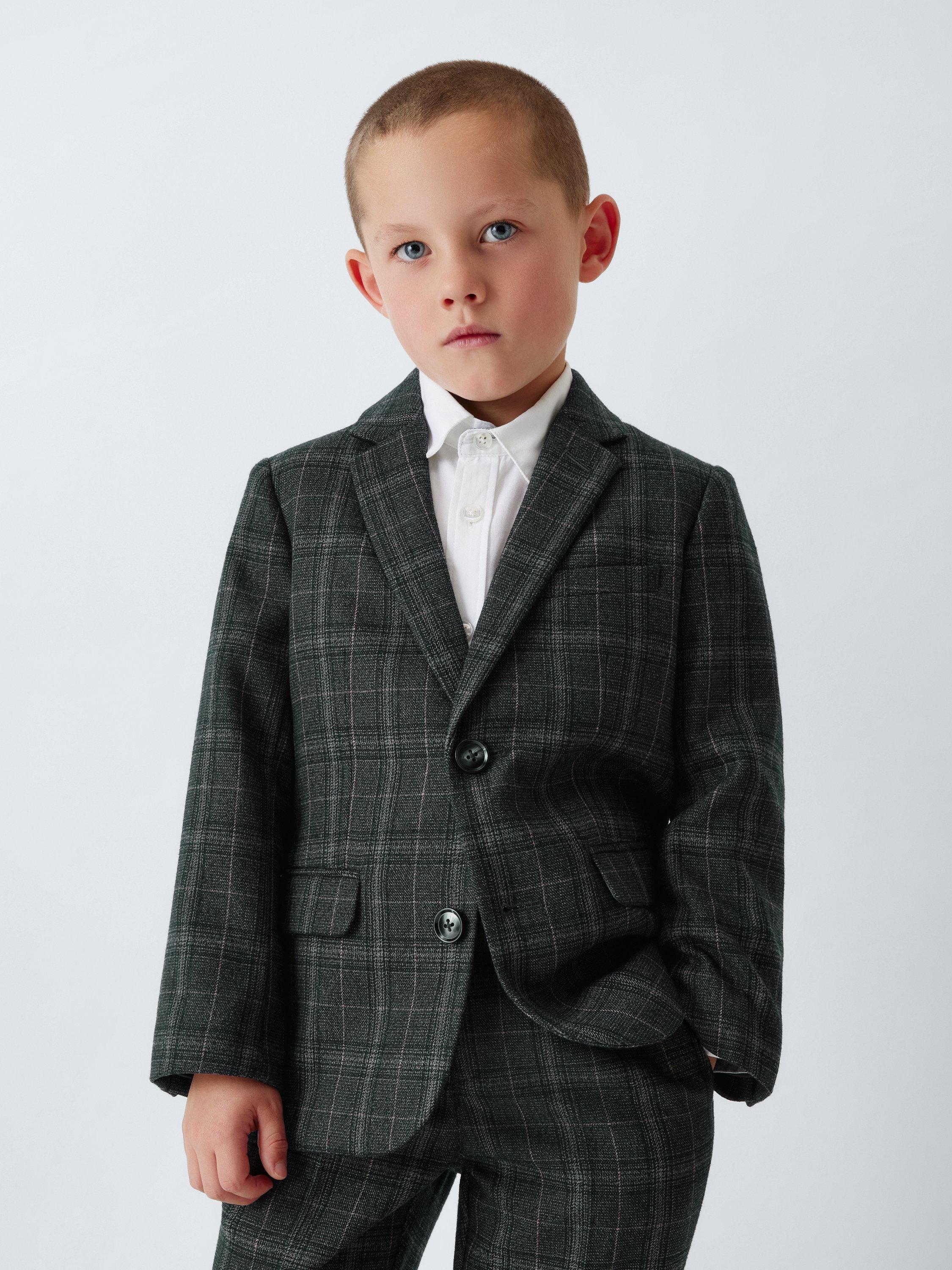Kids' Brushed Check Jacket, Grey Check | John Lewis Heirloom Collection