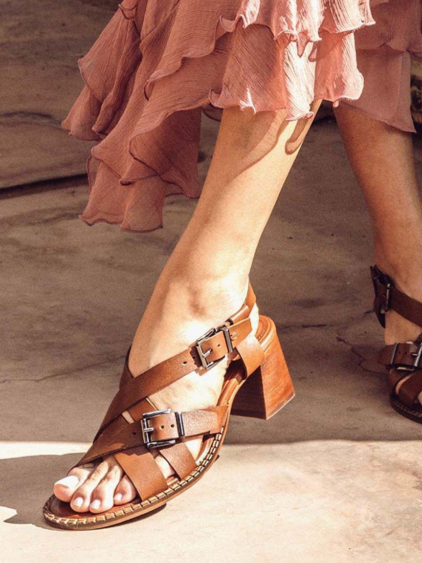 Moda in Pelle Shoon Sandie Leather Strappy Sandals, Tan