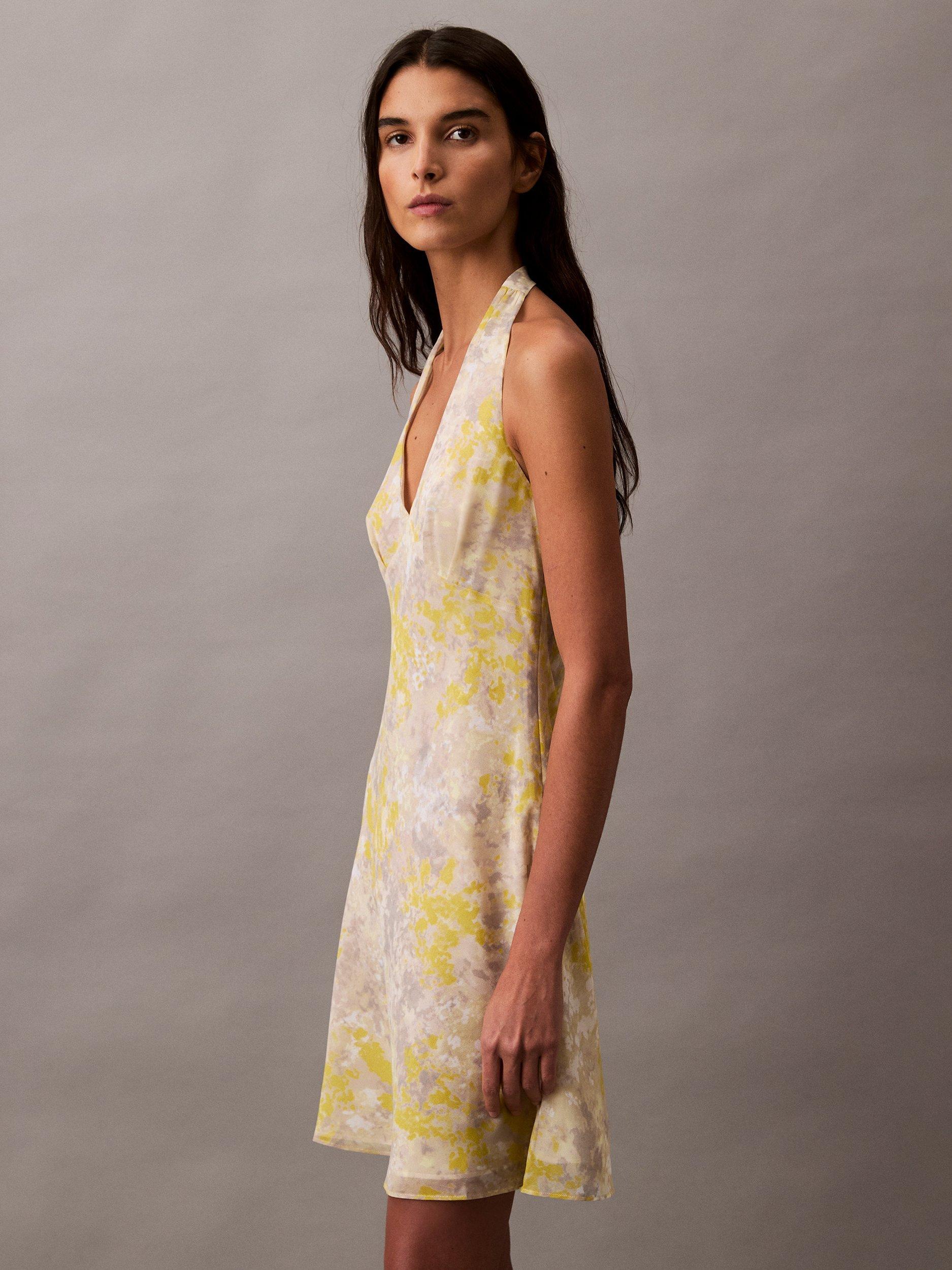 Calvin Klein Printed Crepe Georgette Halter Neck Dress